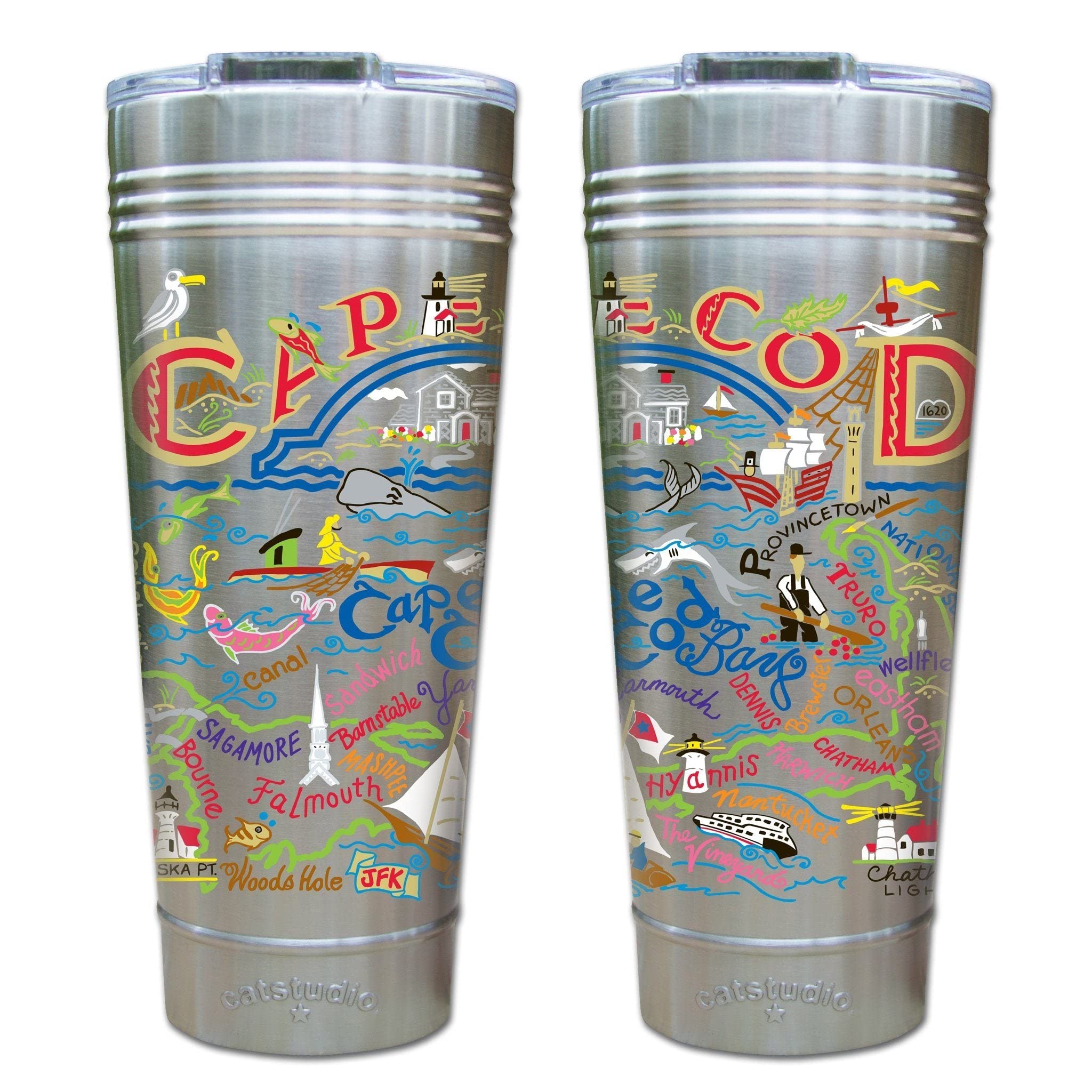 Catstudio Cape Cod Thermal Tumbler | Triple Wall Insulation With Non Slip Bottom | Great Travel Cup for Water, Coffee, Tea, or Smoothies
