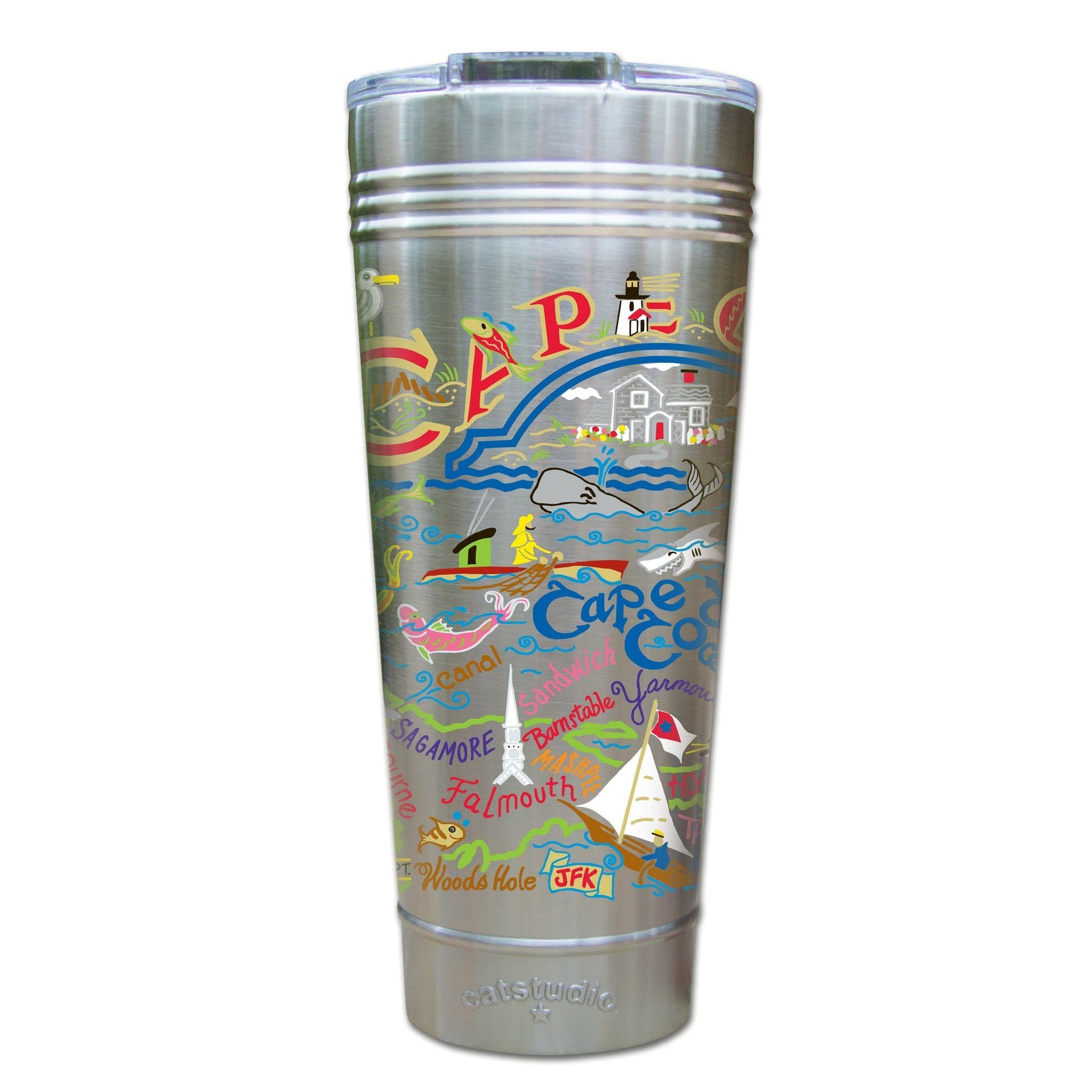 Catstudio Cape Cod Thermal Tumbler | Triple Wall Insulation With Non Slip Bottom | Great Travel Cup for Water, Coffee, Tea, or Smoothies