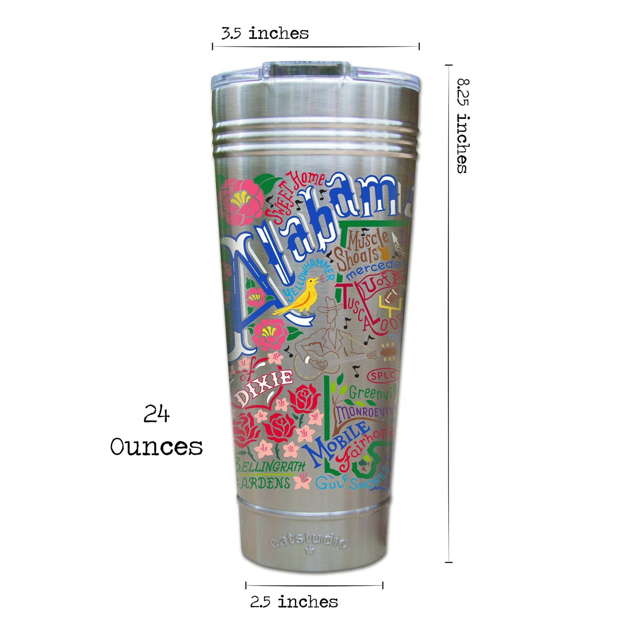 Catstudio Alabama Thermal Tumbler | Triple Wall Insulation With Non Slip Bottom | Great Travel Cup for Water, Coffee, Tea, or Smoothies