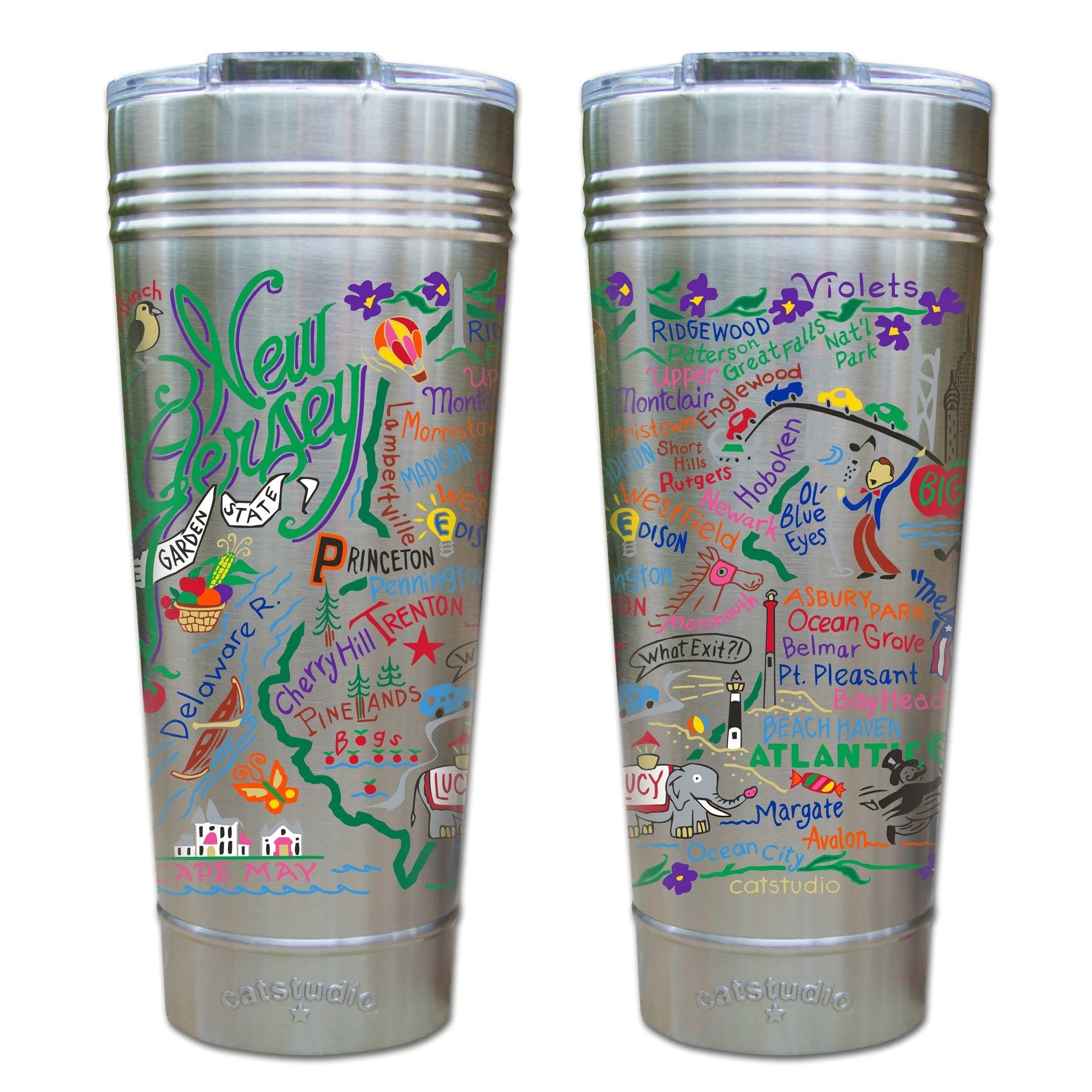 Catstudio New Jersey Thermal Tumbler | Triple Wall Insulation With Non Slip Bottom | Great Travel Cup for Water, Coffee, Tea, or Smoothies