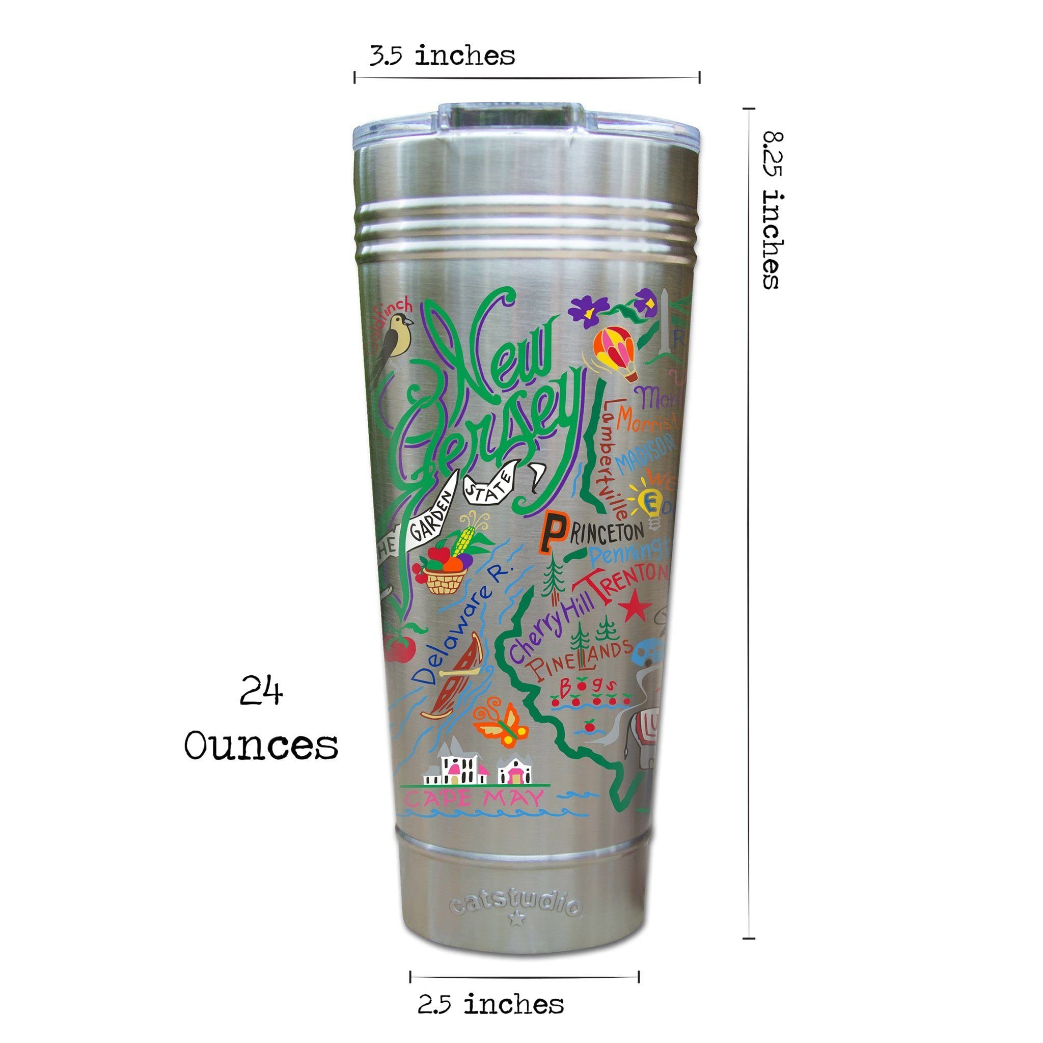 Catstudio New Jersey Thermal Tumbler | Triple Wall Insulation With Non Slip Bottom | Great Travel Cup for Water, Coffee, Tea, or Smoothies