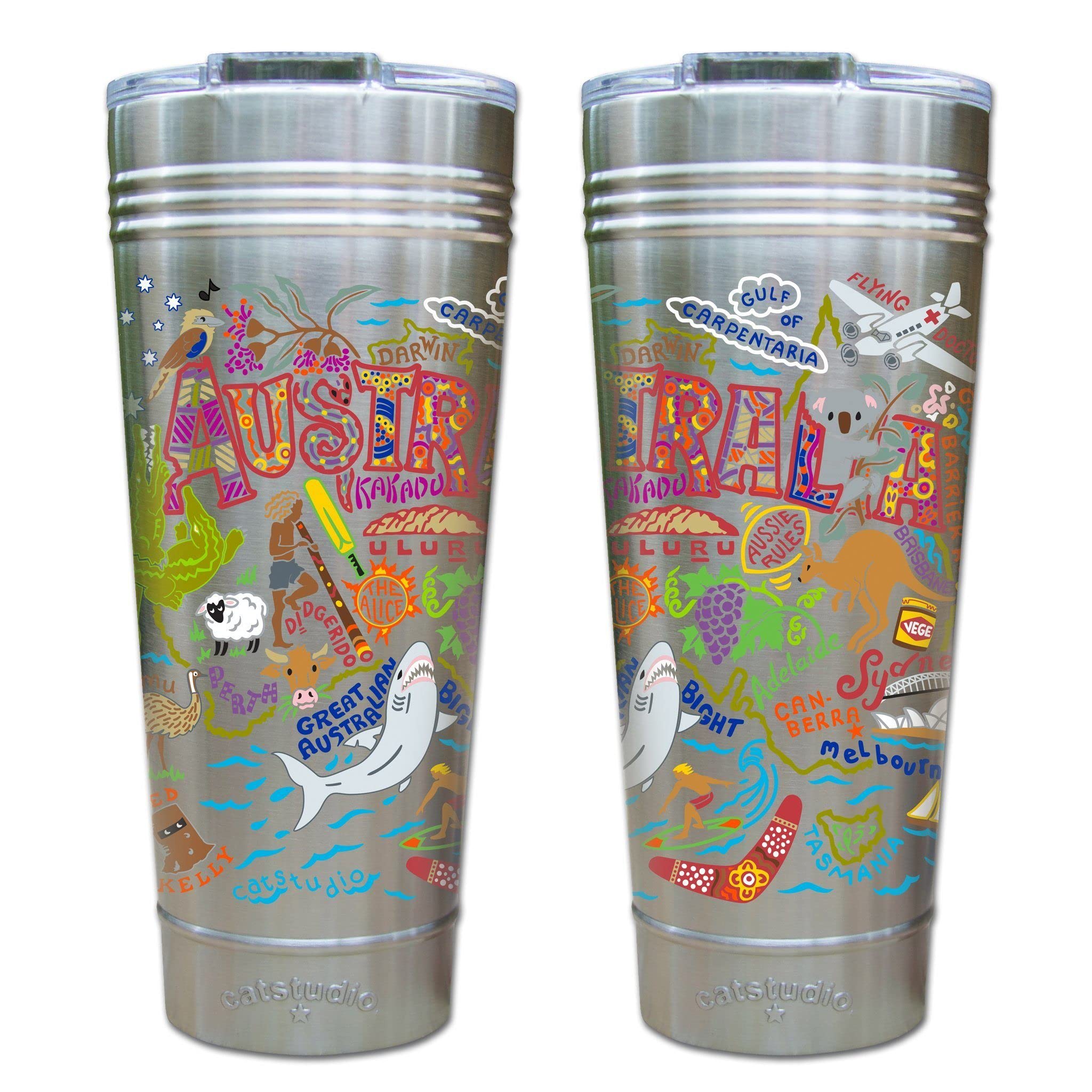 Catstudio Australia Thermal Tumbler | Triple Wall Insulation With Non Slip Bottom | Great Travel Cup for Water, Coffee, Tea, or Smoothies