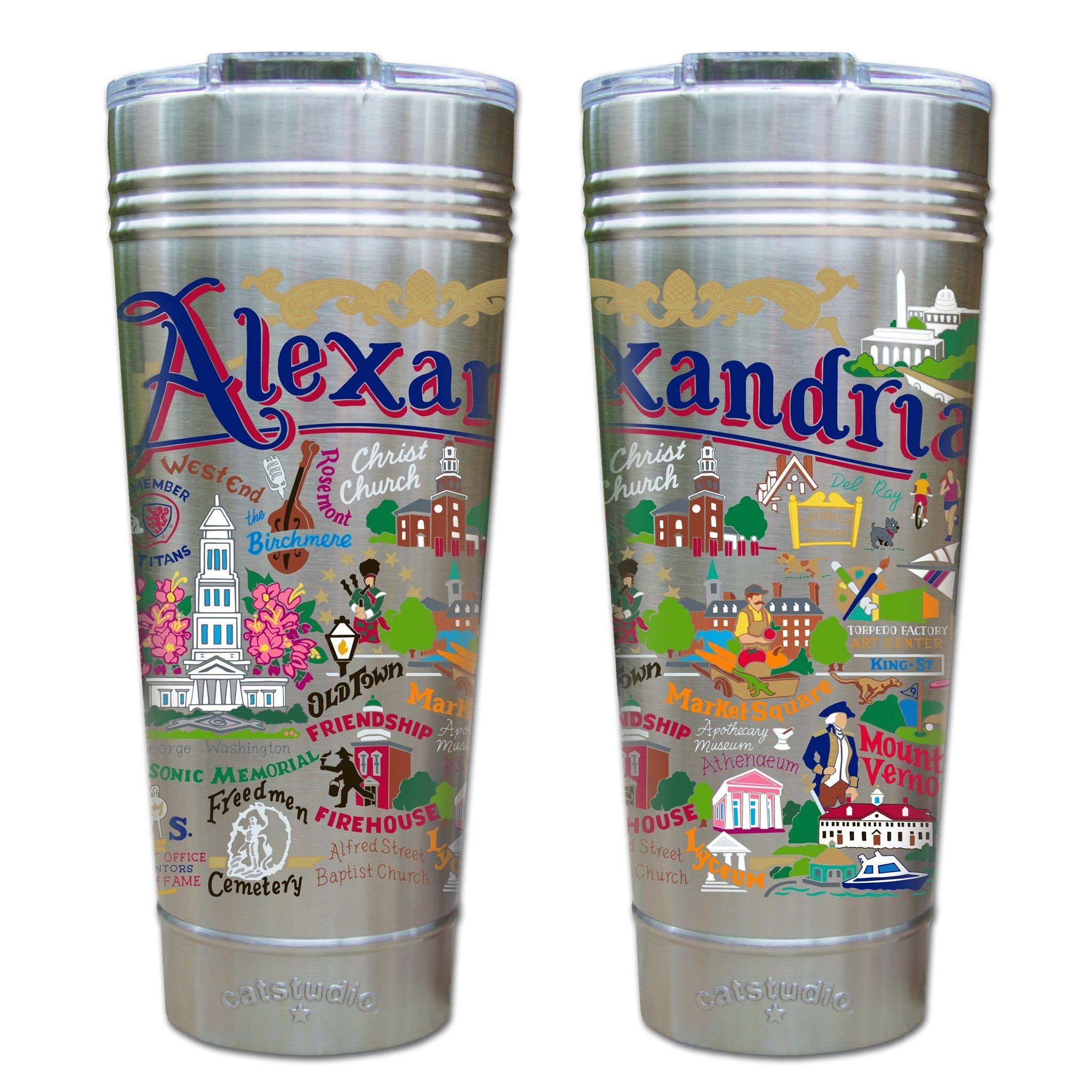 Catstudio Alexandria Thermal Tumbler | Triple Wall Insulation With Non Slip Bottom | Great Travel Cup for Water, Coffee, Tea, or Smoothies