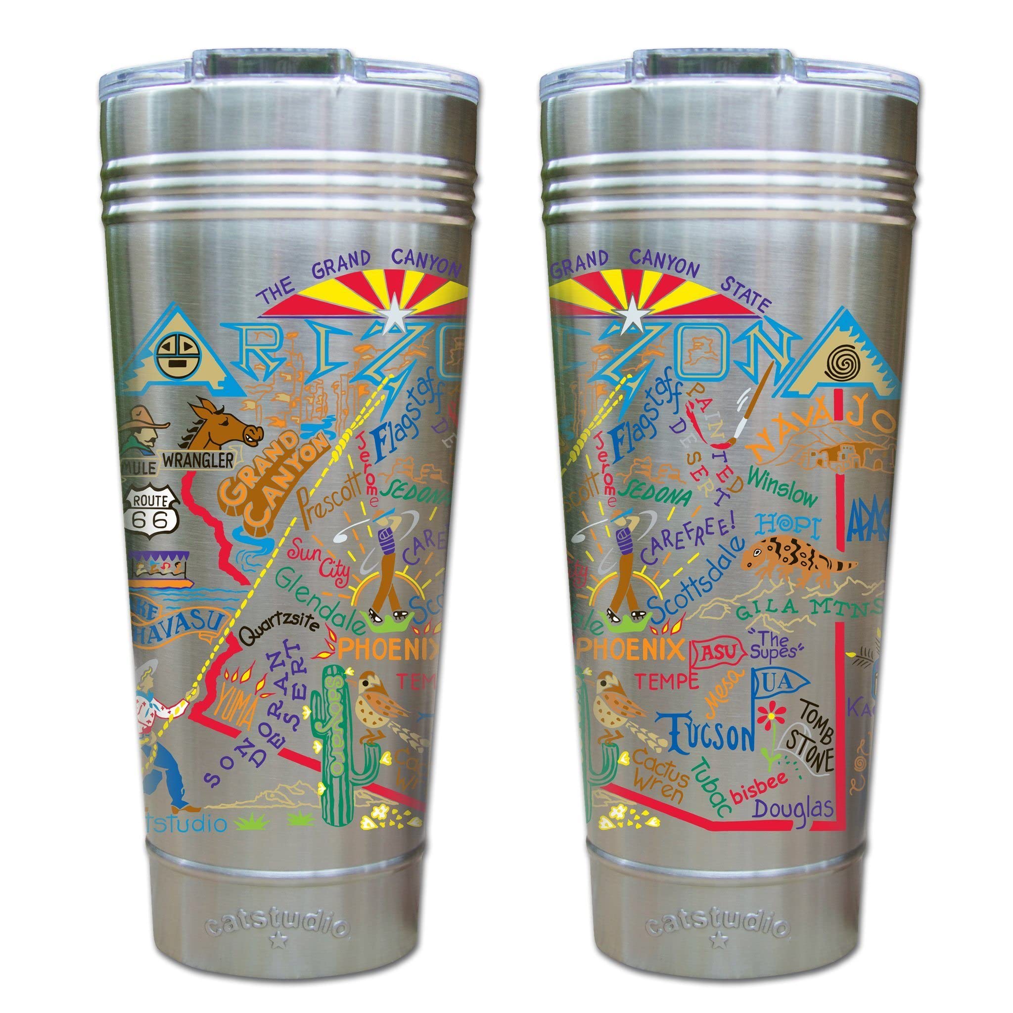Catstudio Arizona Thermal Tumbler | Triple Wall Insulation With Non Slip Bottom | Great Travel Cup for Water, Coffee, Tea, or Smoothies