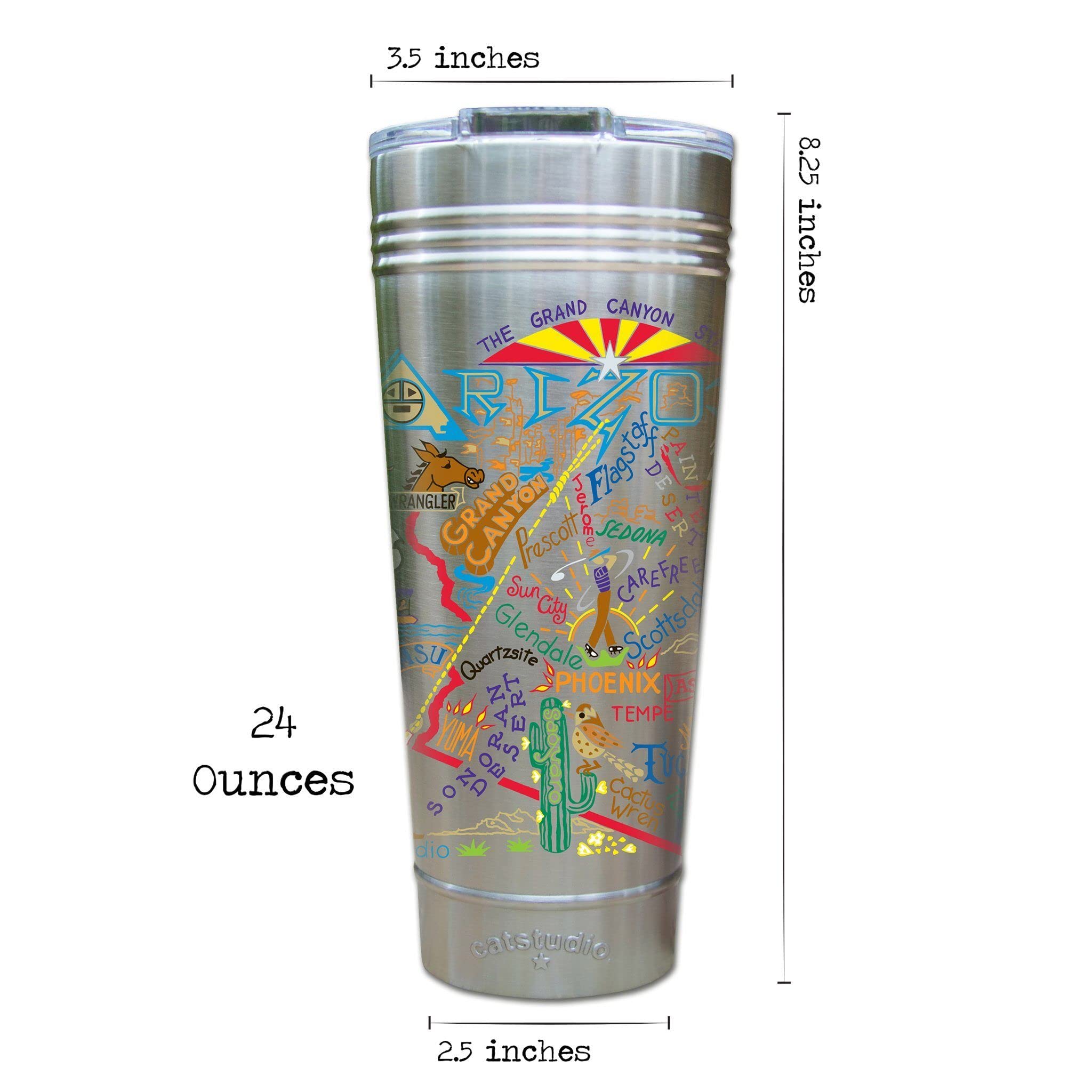 Catstudio Arizona Thermal Tumbler | Triple Wall Insulation With Non Slip Bottom | Great Travel Cup for Water, Coffee, Tea, or Smoothies