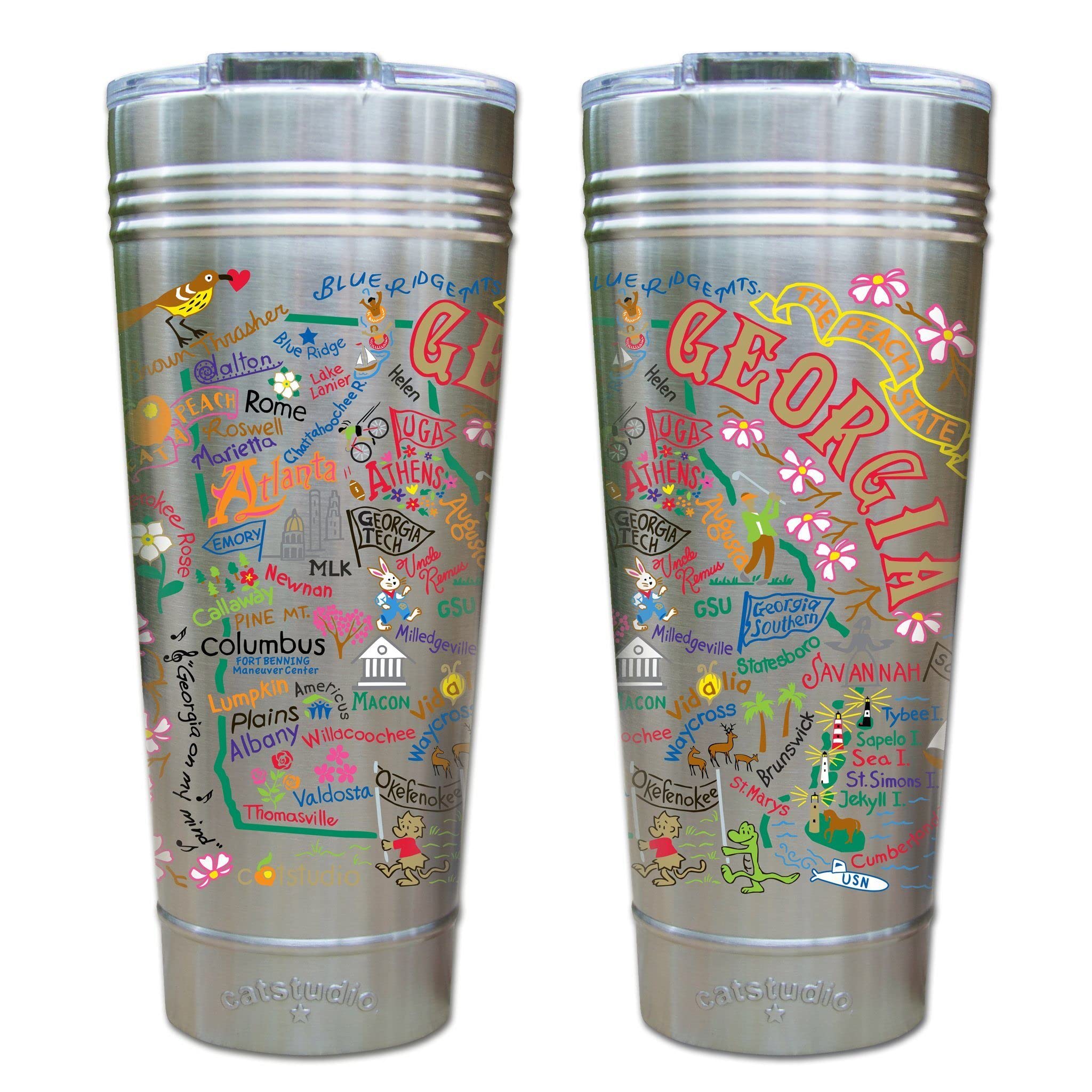 Catstudio Georgia Thermal Tumbler | Triple Wall Insulation With Non Slip Bottom | Great Travel Cup for Water, Coffee, Tea, or Smoothies