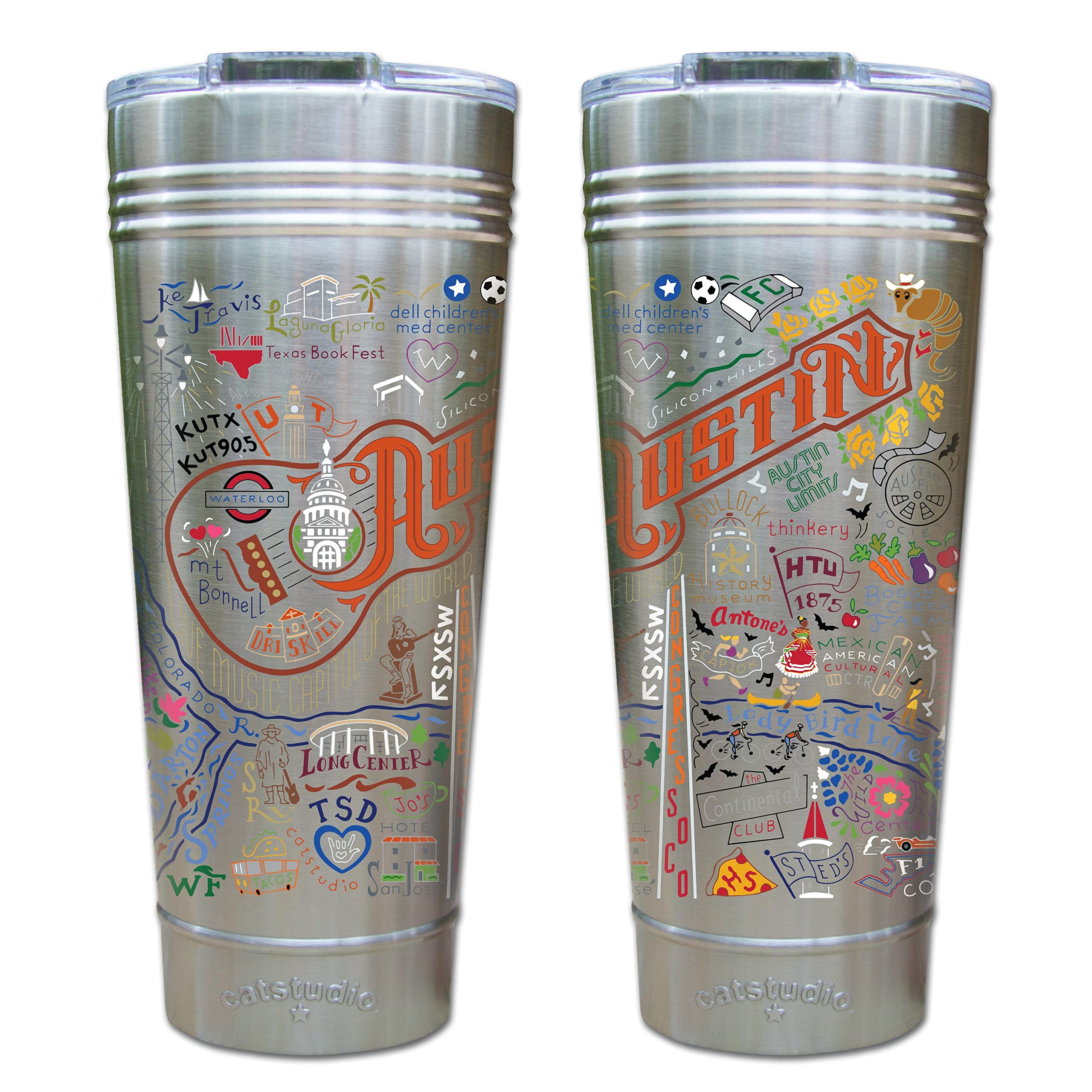 Catstudio Austin Thermal Tumbler | Triple Wall Insulation With Non Slip Bottom | Great Travel Cup for Water, Coffee, Tea, or Smoothies