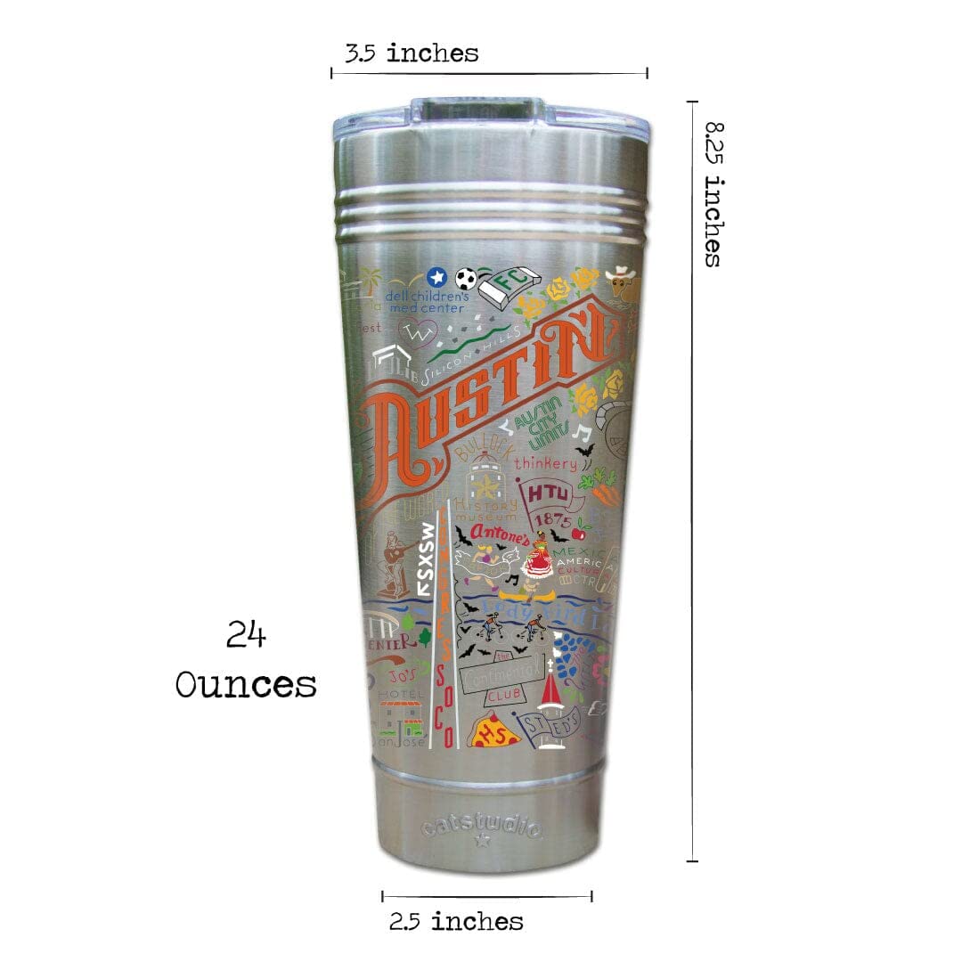 Catstudio Austin Thermal Tumbler | Triple Wall Insulation With Non Slip Bottom | Great Travel Cup for Water, Coffee, Tea, or Smoothies