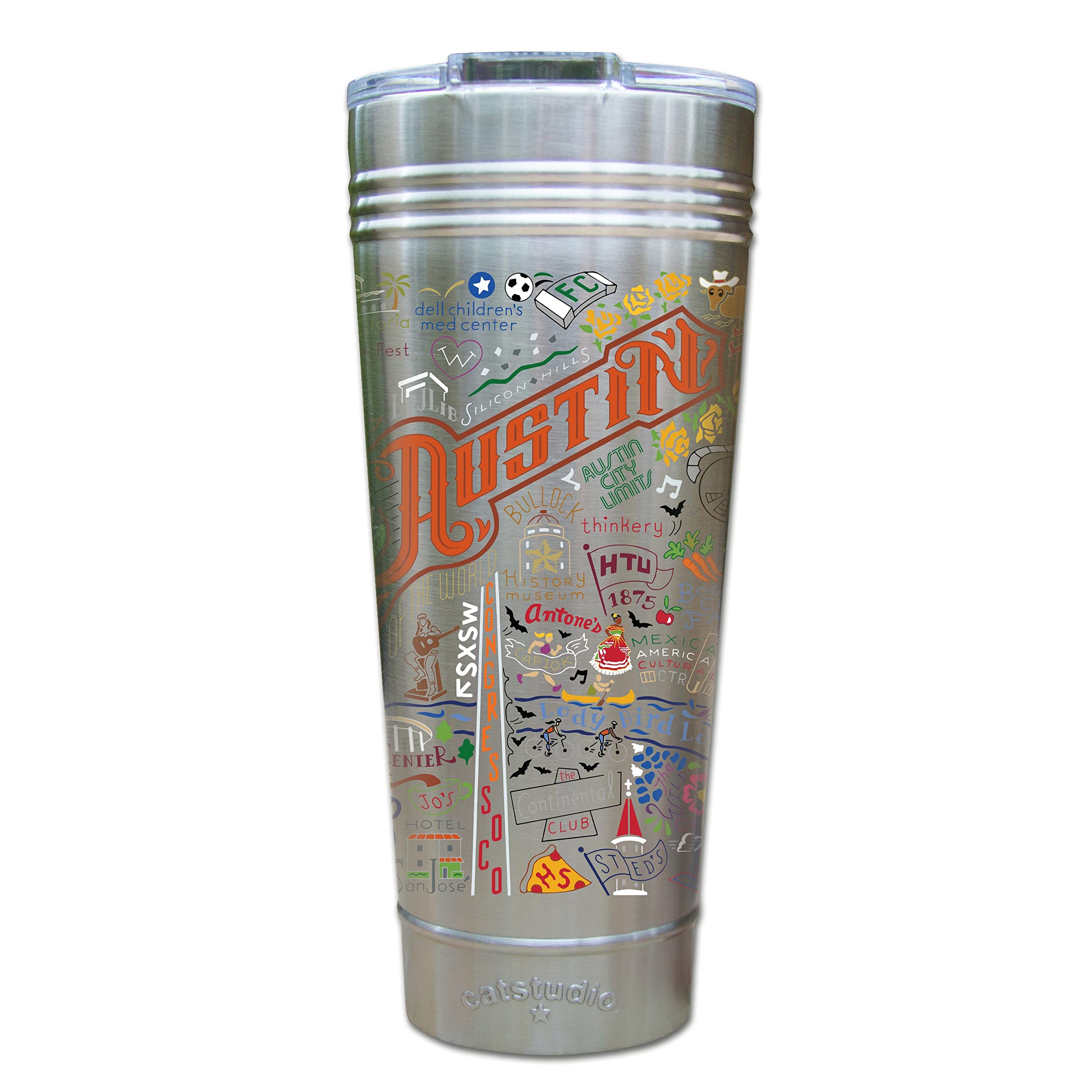 Catstudio Austin Thermal Tumbler | Triple Wall Insulation With Non Slip Bottom | Great Travel Cup for Water, Coffee, Tea, or Smoothies