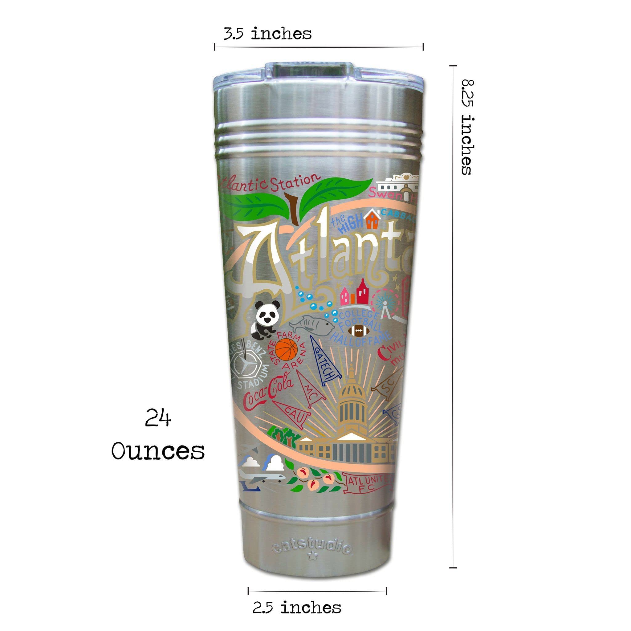 Catstudio Atlanta Thermal Tumbler | Triple Wall Insulation With Non Slip Bottom | Great Travel Cup for Water, Coffee, Tea, or Smoothies