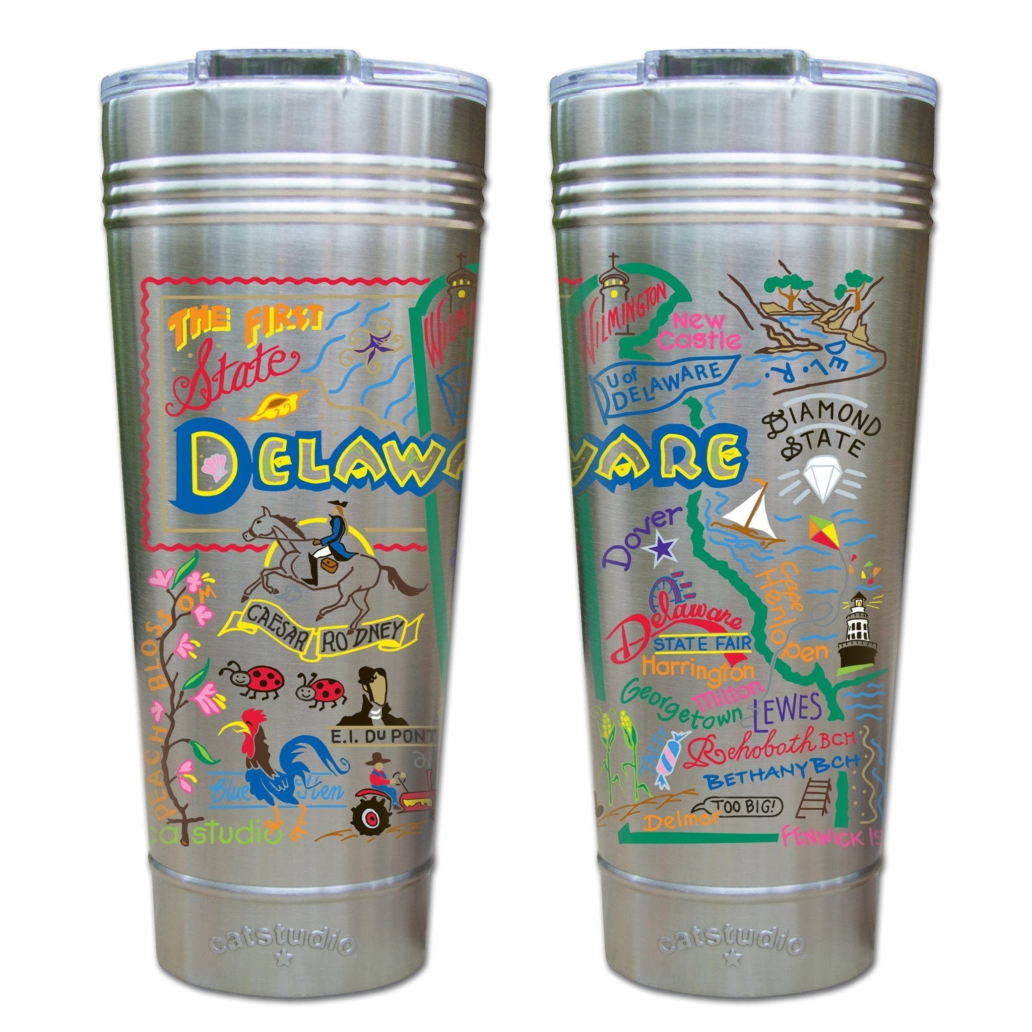 Catstudio Delaware Thermal Tumbler | Triple Wall Insulation With Non Slip Bottom | Great Travel Cup for Water, Coffee, Tea, or Smoothies
