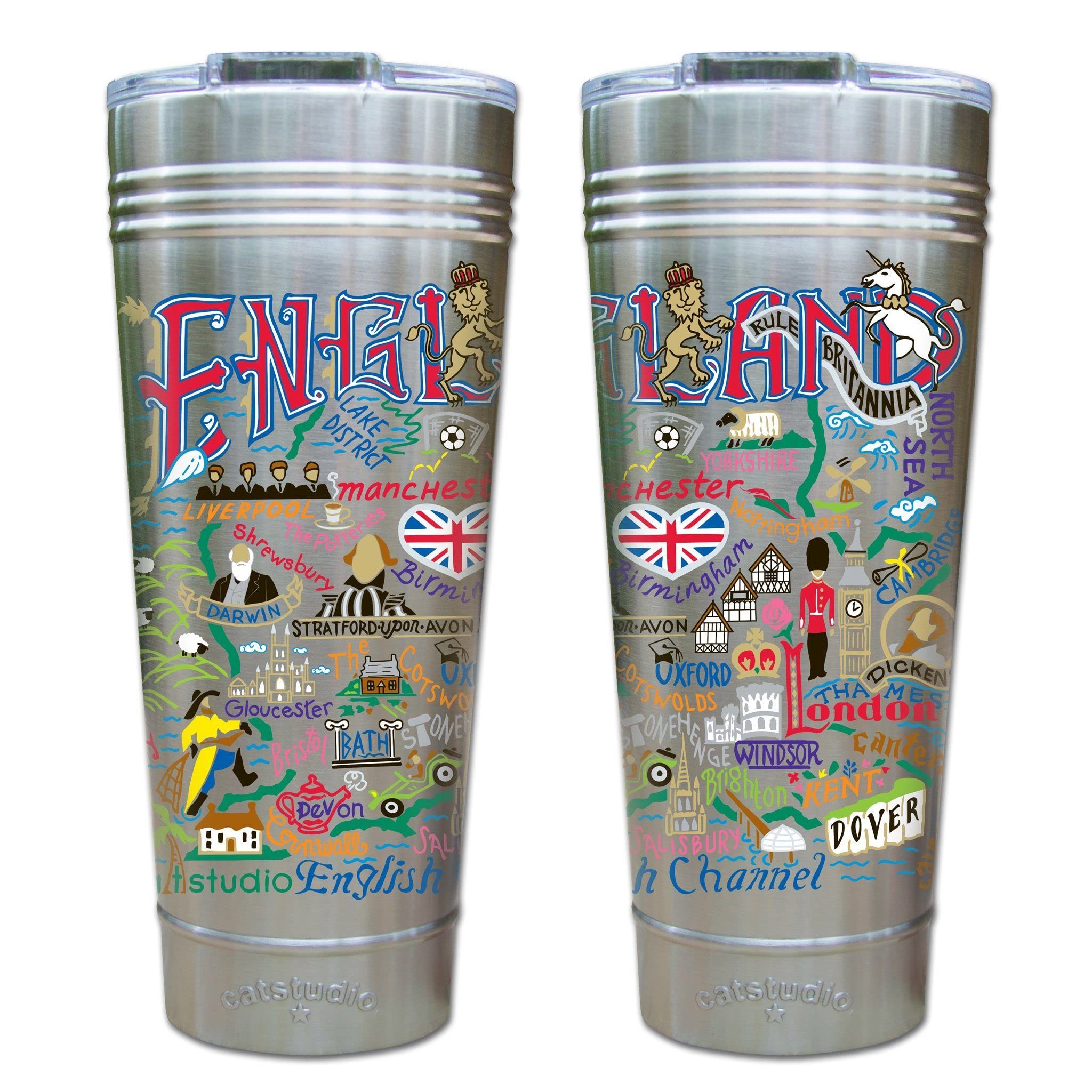 Catstudio England Thermal Tumbler | Triple Wall Insulation With Non Slip Bottom | Great Travel Cup for Water, Coffee, Tea, or Smoothies