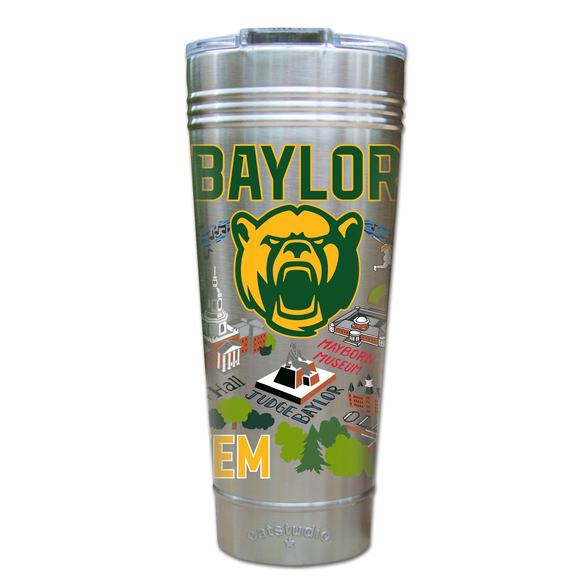 Catstudio Baylor University Collegiate Thermal Tumbler | Triple Wall Insulation With Non Slip Bottom | Great College Travel Cup for Water, Coffee, Tea, or Smoothies