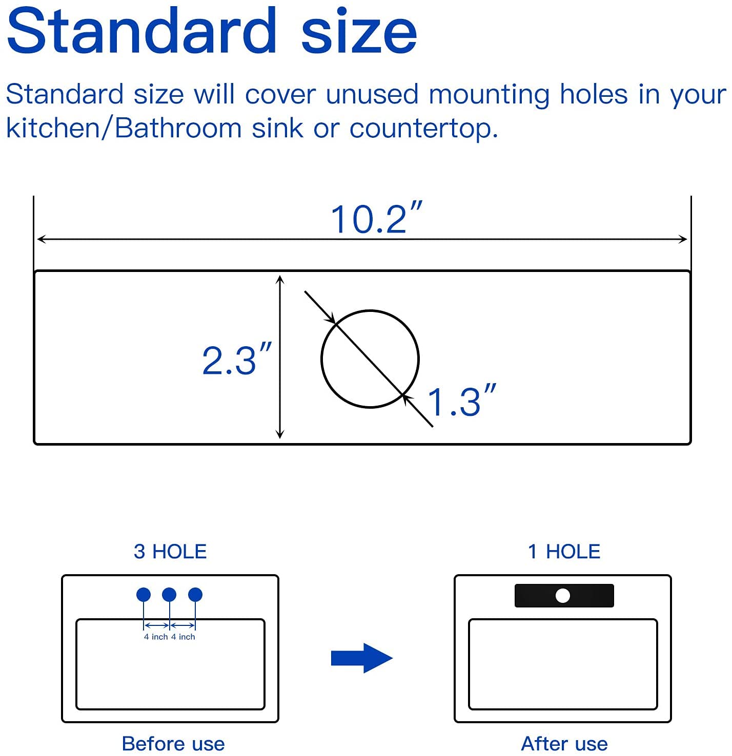 Bathfinesse 10" Kitchen or Bathroom Sink Faucet Black Hole Cover Deck Plate Square Stainless Steel Escutcheon for Covering Unused Mounting Holes,P-111-B