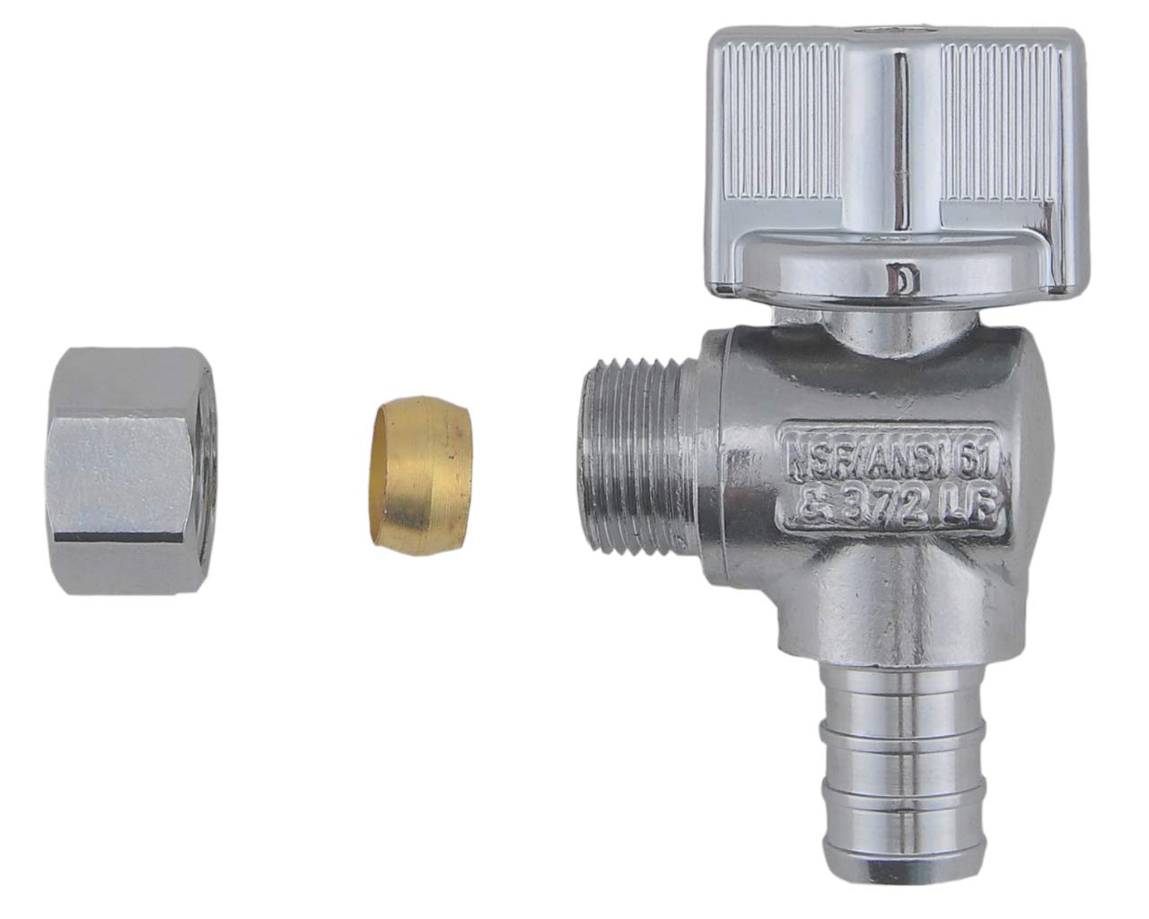 LD Valve- 1/4 Turn Angle Stop Valve 3/8-in Compression x 1/2-in Pex, Quarter Turn LF Brass Chrome Plated OD to Pex Angle Shut Off Valve for Faucet or Toilet Installation (2-Pack)