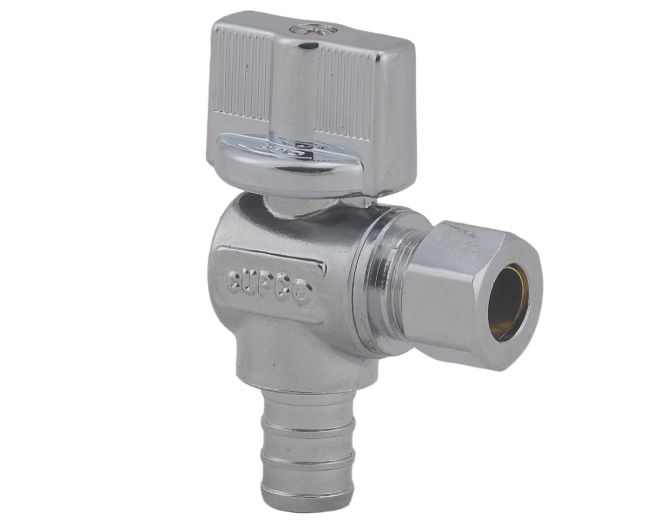 LD Valve- 1/4 Turn Angle Stop Valve 3/8-in Compression x 1/2-in Pex, Quarter Turn LF Brass Chrome Plated OD to Pex Angle Shut Off Valve for Faucet or Toilet Installation (2-Pack)