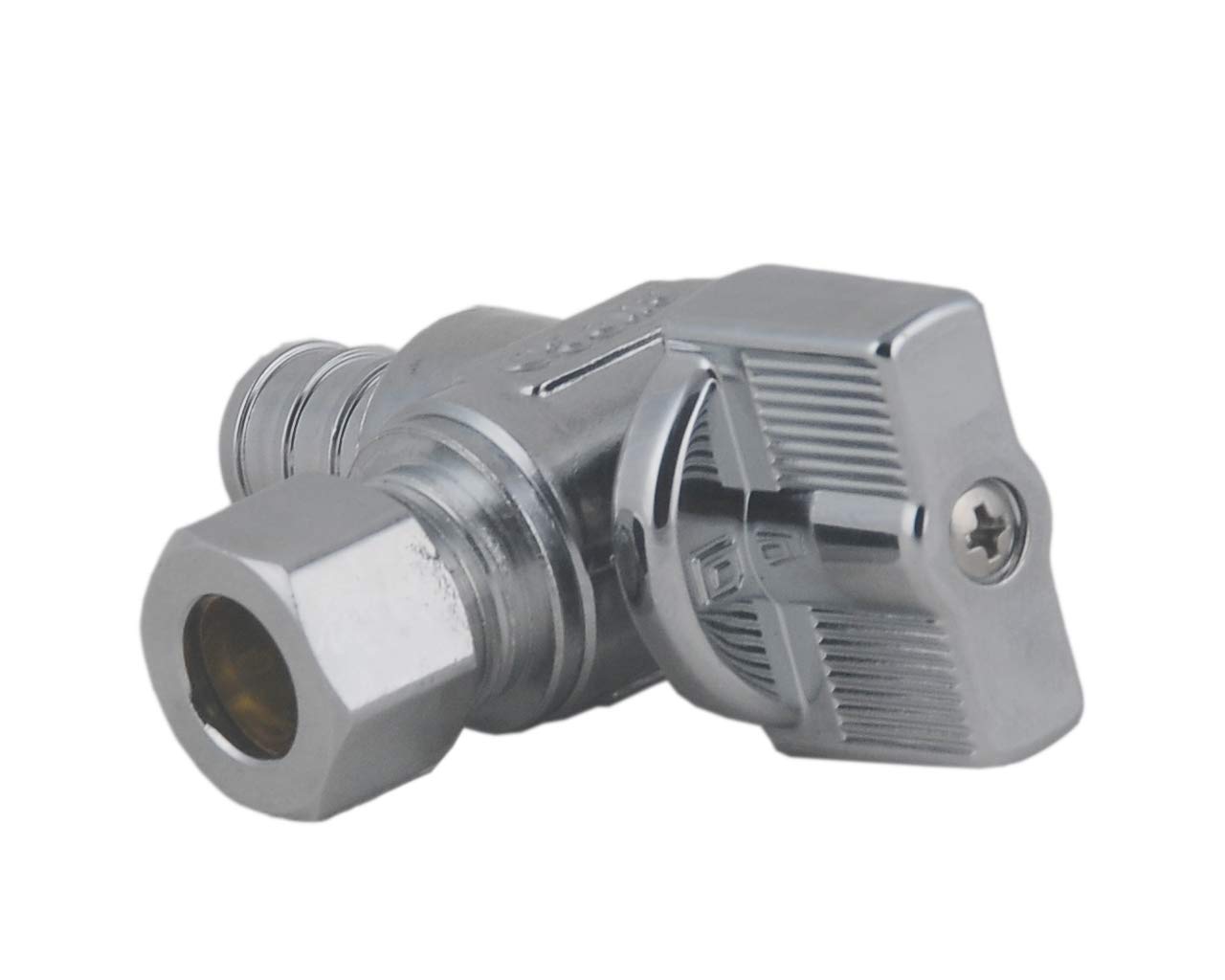 LD Valve- 1/4 Turn Angle Stop Valve 3/8-in Compression x 1/2-in Pex, Quarter Turn LF Brass Chrome Plated OD to Pex Angle Shut Off Valve for Faucet or Toilet Installation (2-Pack)