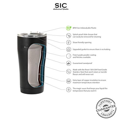 Seriously Ice Cold SIC 20 Oz. Double Wall Vacuum Insulated 18/8 Stainless Steel Travel Tumbler Mug | Powder Coated with Splash Proof BPA Free Lid | Coffee, Tea, Wine, and Cocktails (Leopard Eclipse)