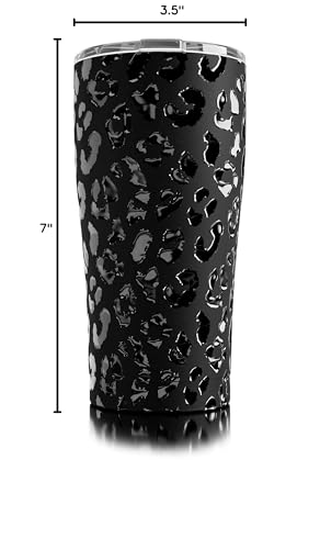 Seriously Ice Cold SIC 20 Oz. Double Wall Vacuum Insulated 18/8 Stainless Steel Travel Tumbler Mug | Powder Coated with Splash Proof BPA Free Lid | Coffee, Tea, Wine, and Cocktails (Leopard Eclipse)