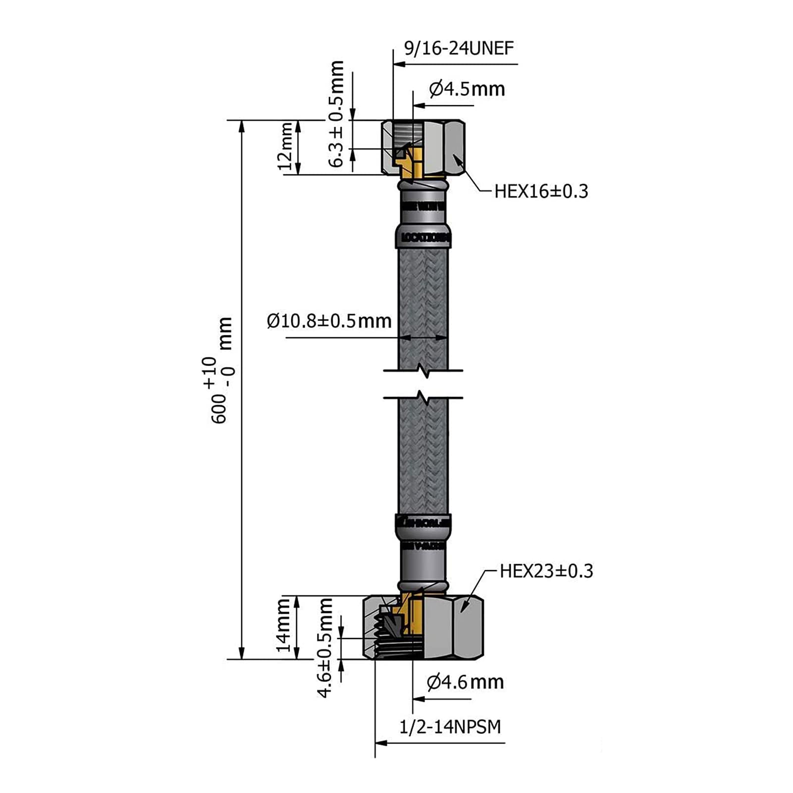 PARLOS 24 Inch Faucet Water Supply Lines cUPC CERTIFIED with 9/16-24 UNEF threads Brass Connector, 2103001