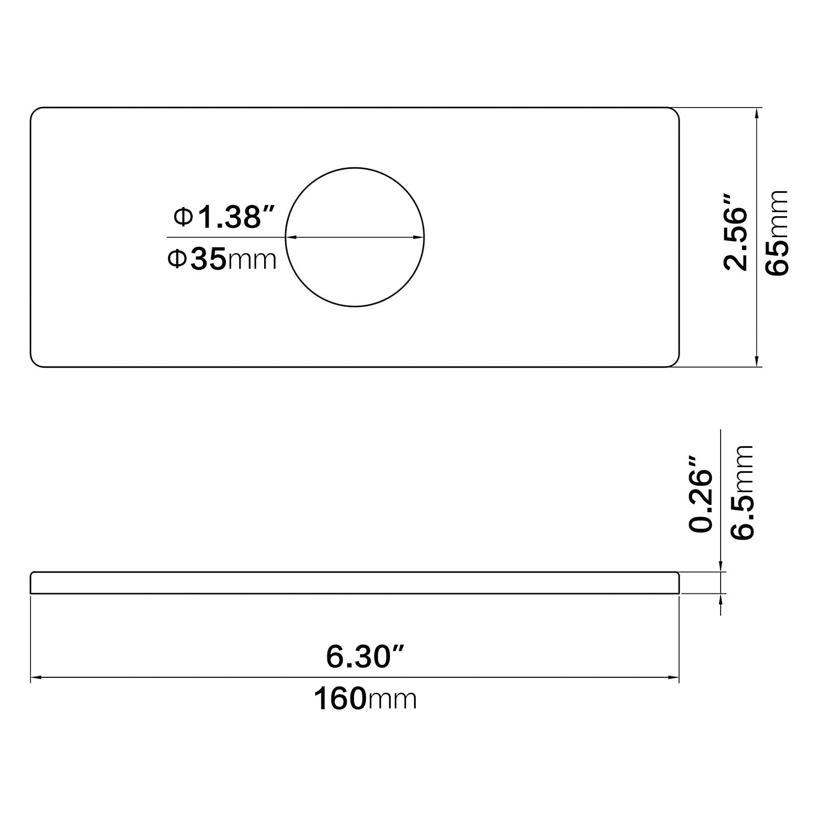 KAIYING 6" Hole Cover Deck Plate for Bathroom Vanity Sink, 3-to-1 Bathroom Faucet Escutcheon Plate, Rectangle, Stainless Steel (Brushed Nickel)