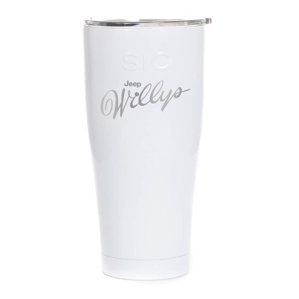 Jeep Willys Script Logo Tumbler - White, 30 oz