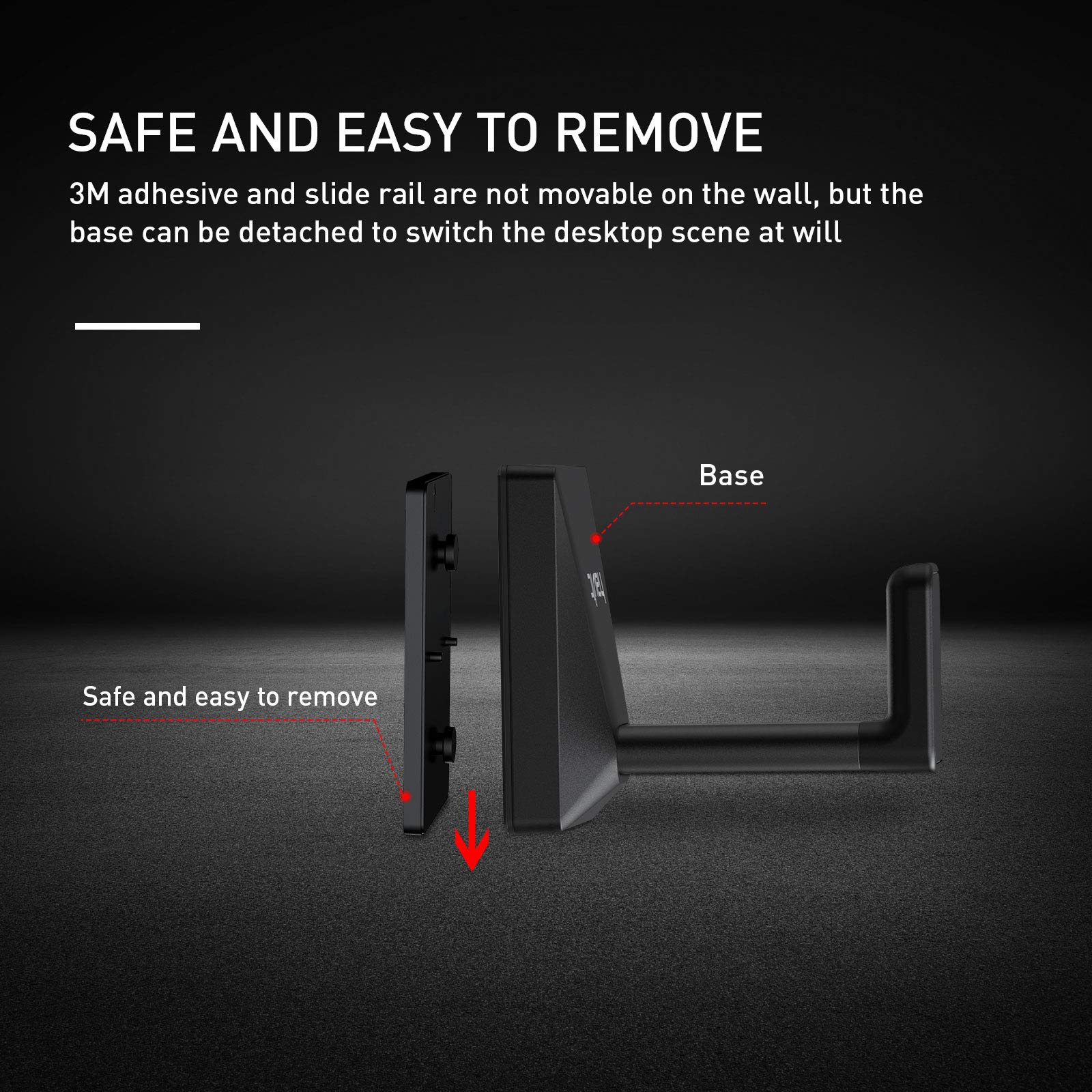 havit PC Gaming Headset Headphone Stand Holder Hanger Hook 2 in 1 Headphones Stand Aluminum Pole Solid Base Rubber Anti-Slip for Desk Wall Desk Compatible All Headphone