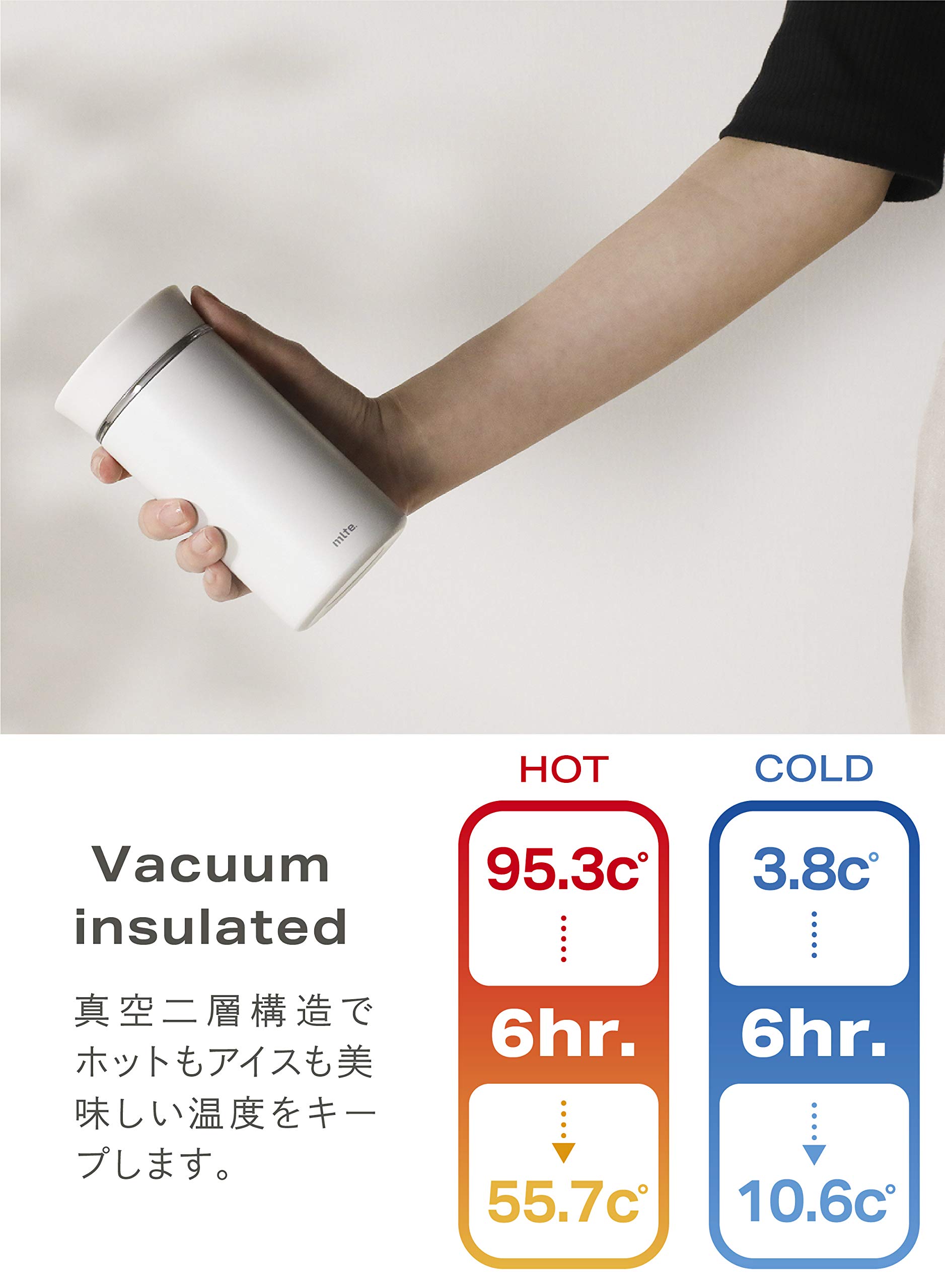 CB Japan Mlte Water Bottle, Gray, Dishwasher Safe, 8.5 fl oz (240 ml), Direct Drinking, Stainless Steel, Vacuum Insulated, EL Bottle