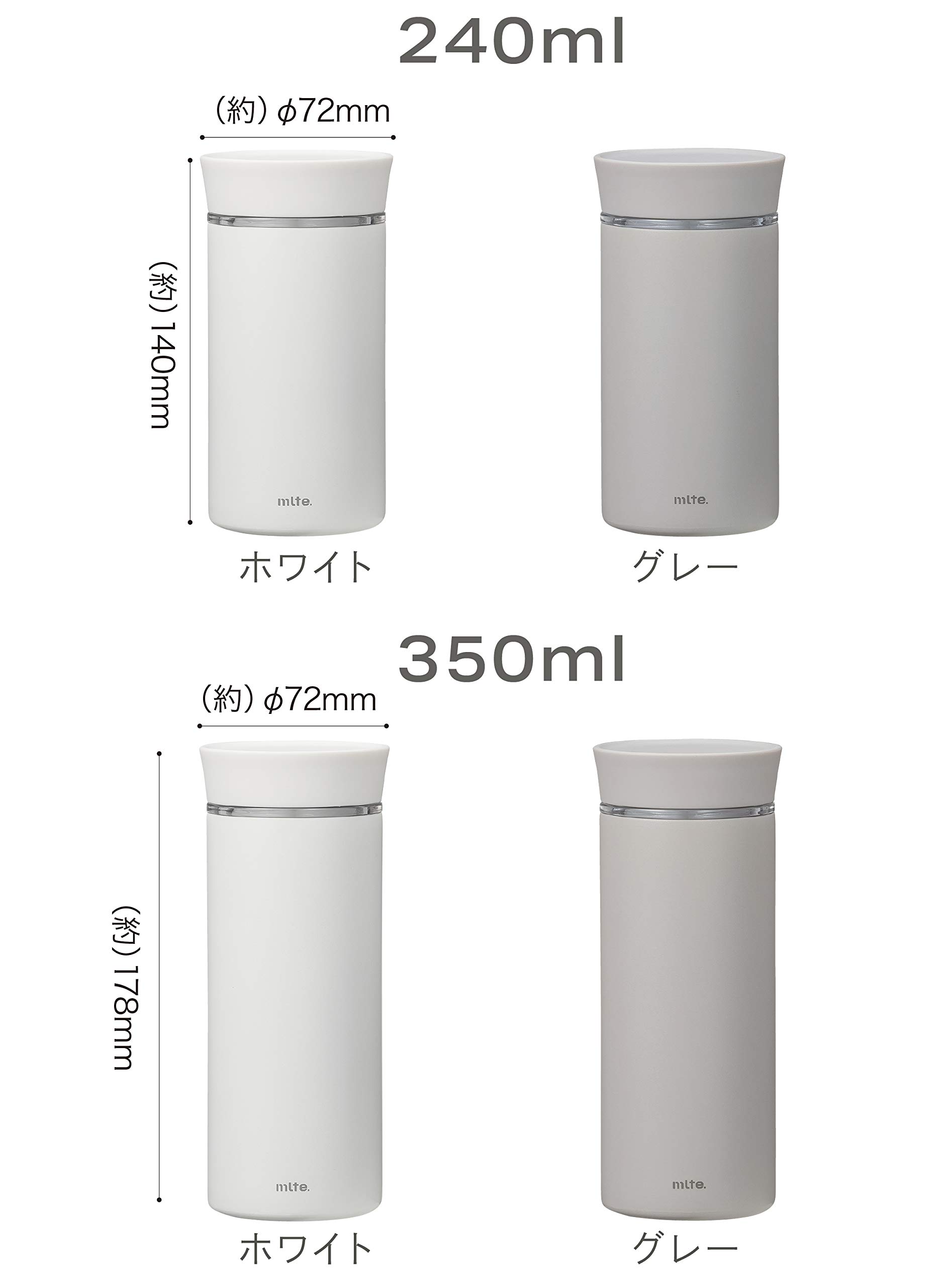 シービージャパン(CB JAPAN) CBJAPAN Mlte Water Bottle, Gray, Dishwasher Safe, 11.8 fl oz (350 ml), Direct Drinking, Stainless Steel, Vacuum Insulated, EL Bottle