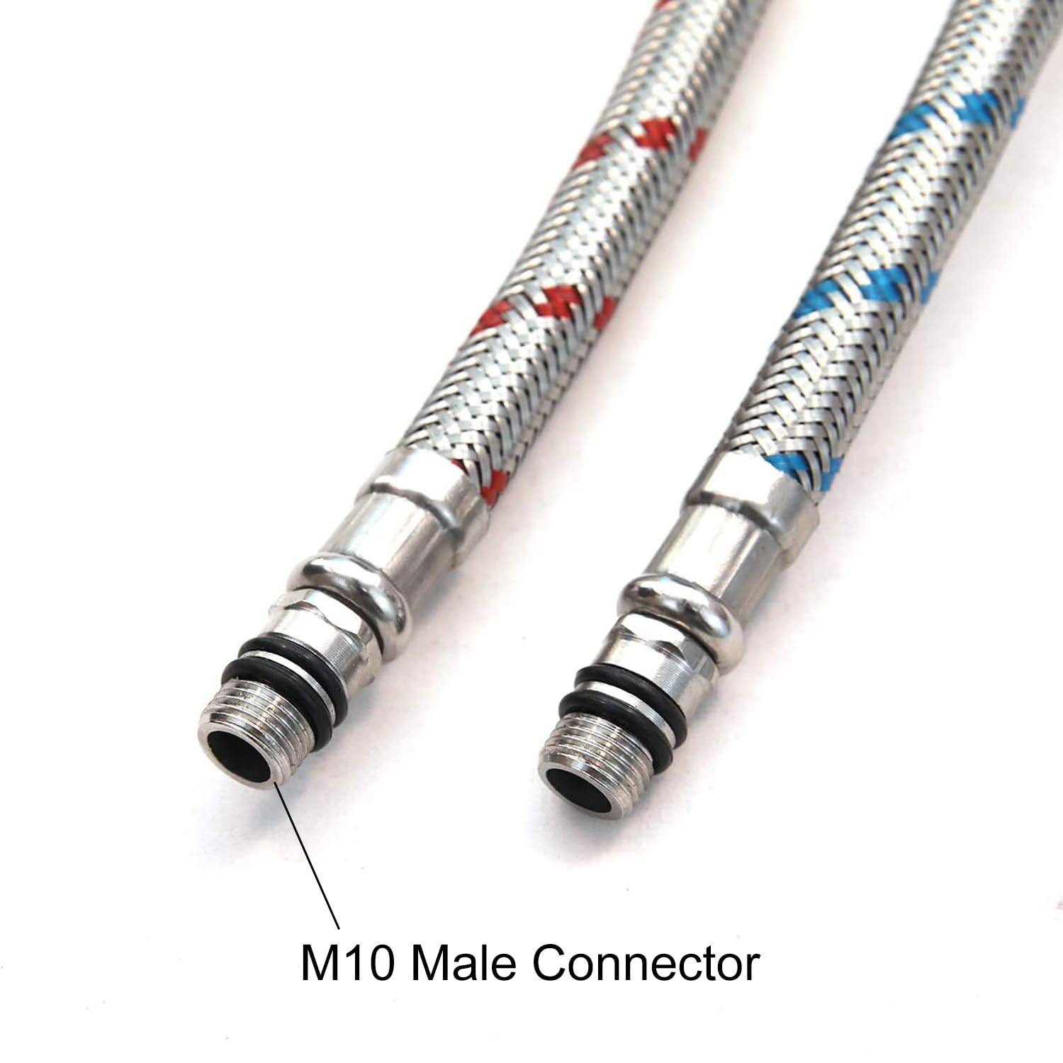 Bathfinesse 20-Inch Long Faucet Connector Braided Stainless Steel Bathroom Kitchen Faucet Flexible Supply Hose 3/8-Inch Female Compression Thread x M10 Male Connector, x 2 Pcs (1 Pair)