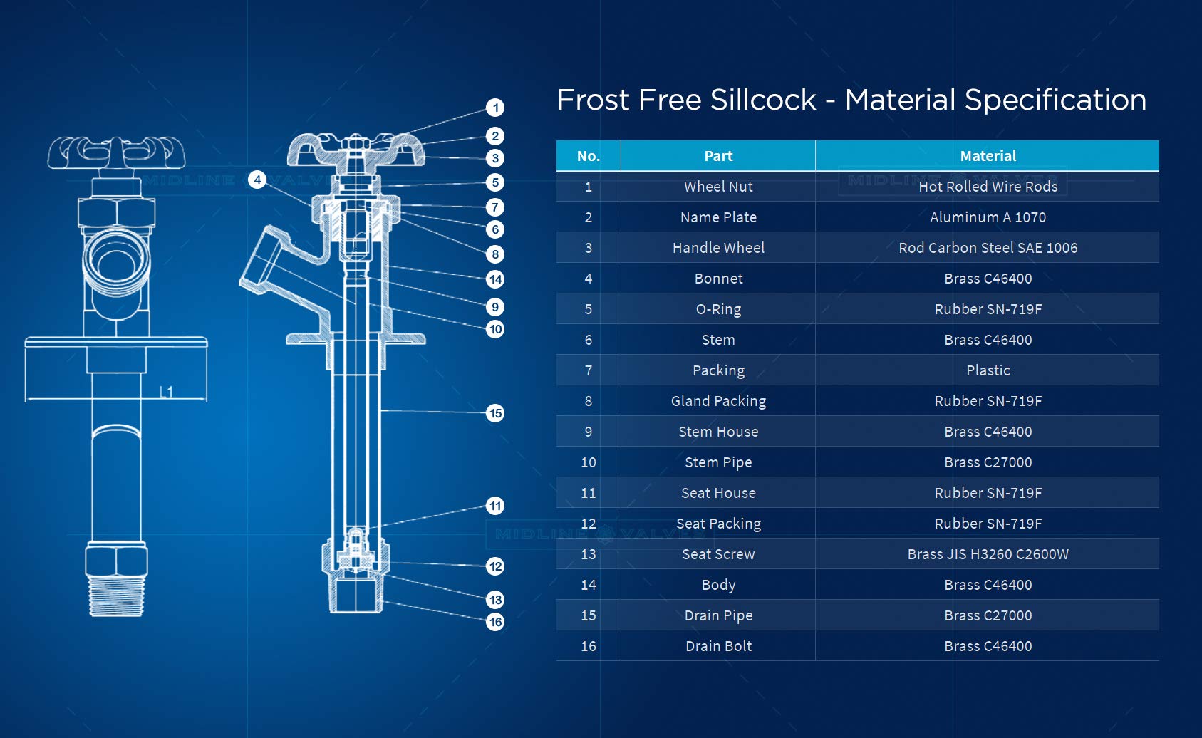 Midline Valve 6214G-OM Anti-Siphon Sillcock Frost Free Outdoor Faucet 1/2 in. PEX A x 3/4 in. Hose Bib, 14 in. Long, Chrome