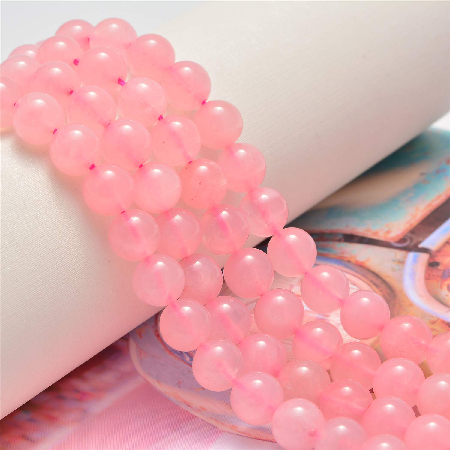 NCB 200pcs 4mm Rose Quartz Loose Beads for Jewelry Making, Natural Semi Precious Beads Round Smooth Gemstones Spacer Beads Charms for Necklaces Bracelets (Rose Quartz, 4mm 200Beads)