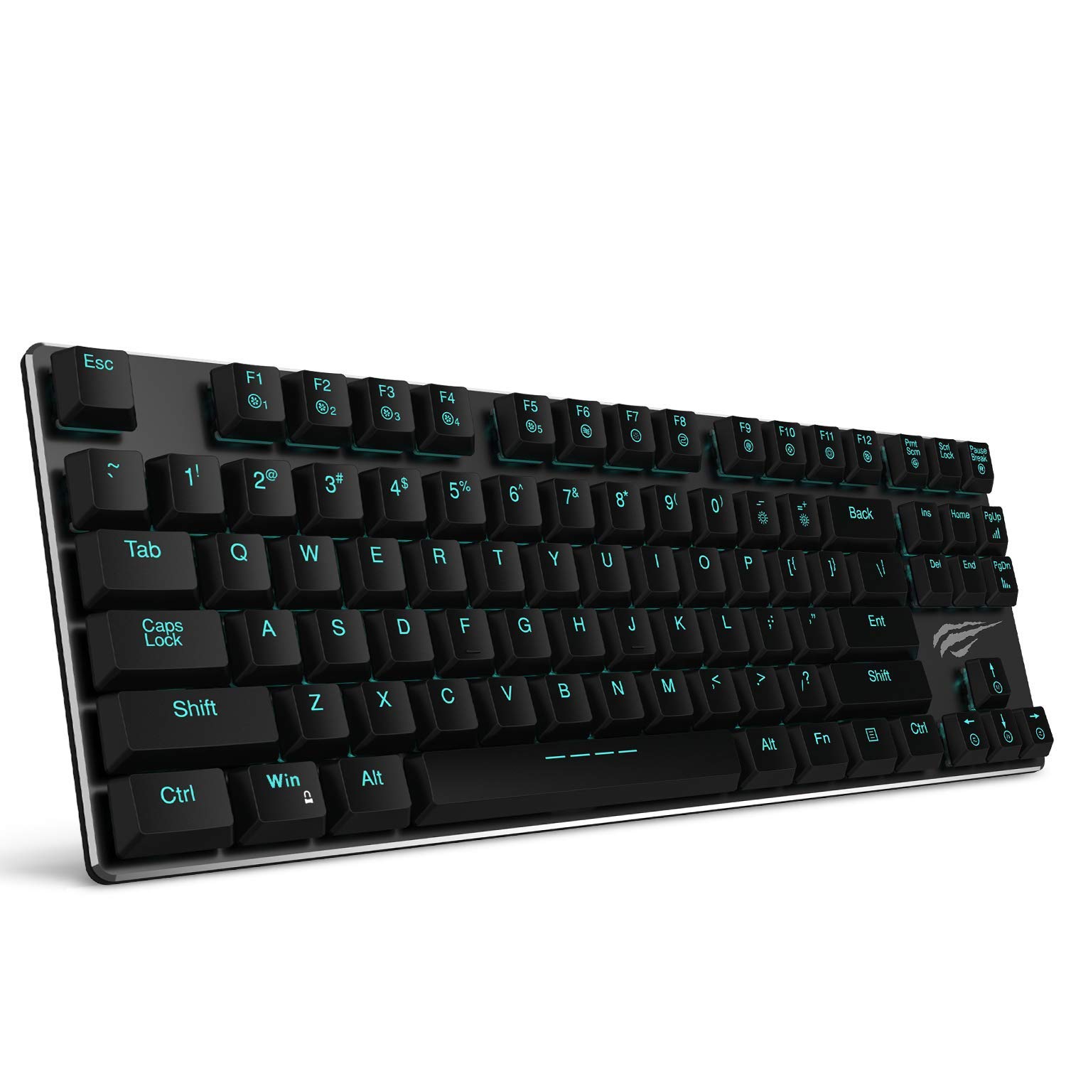 Mechanical Keyboard HAVIT Backlit Wired Gaming Keyboard Extra-Thin & Light, Kailh Latest Low Profile Blue Switches, 87 Keys N-Key Rollover (Black) (Renewed)