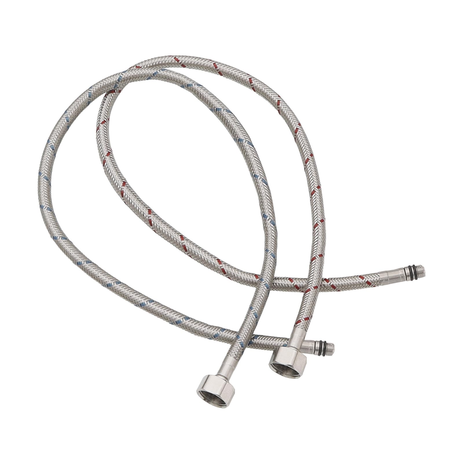 BWE 32-Inch Long Bathroom Kitchen Faucet Connector Braided Stainless Steel Supply Hose 1/2-Inch Female Compression Thread x 2 Pcs (1 Pair)
