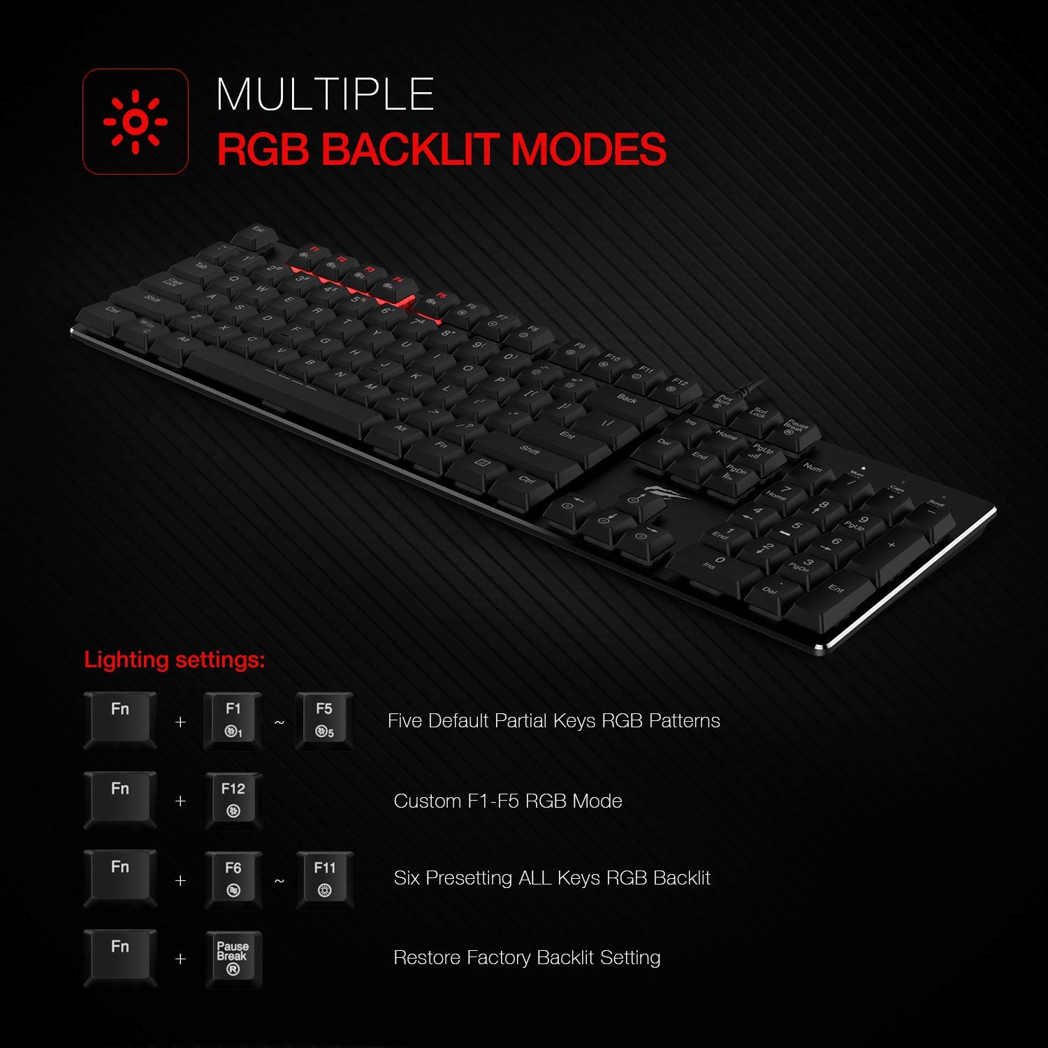 Mechanical Keyboard HAVIT RGB Backlit Wired Gaming Keyboard Extra-Thin & Light, Kailh Latest Low Profile Blue Switches, 104 Keys N-Key Rollover HV-KB395L (Black) (Renewed)