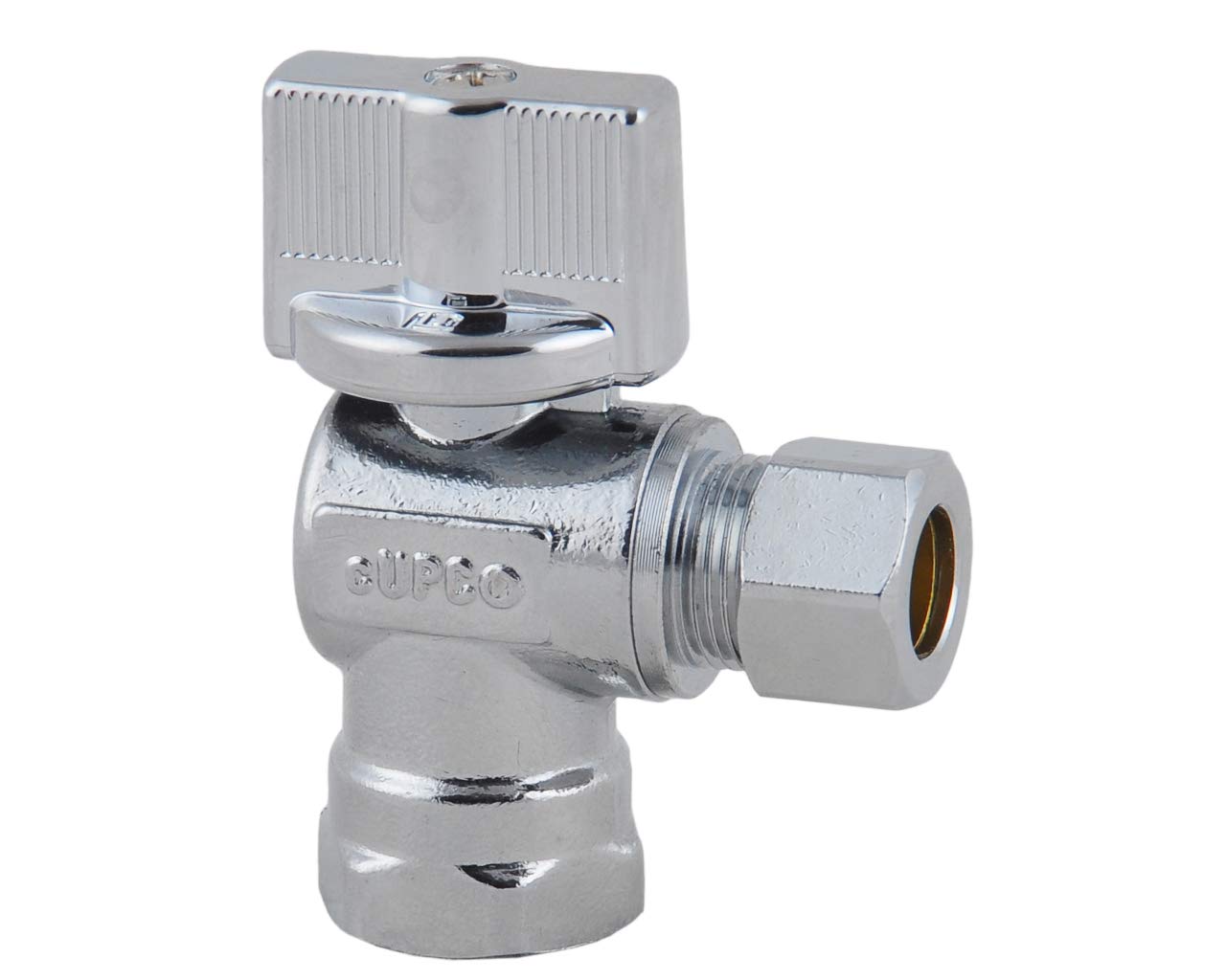 LD Valve- 1/4 Turn Angle Stop Valve 3/8-in FIP Iron Pipe x 3/8-in OD Compression,Quarter Turn LF Chrome Plated Brass Water Shut Off Angle Valve for Faucet or Toilet Installation(2-Pack)