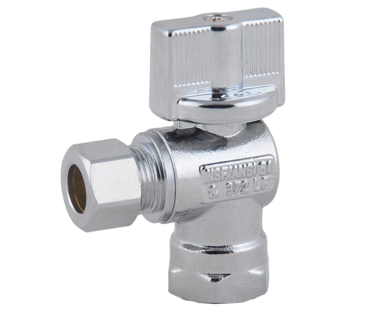 LD Valve- 1/4 Turn Angle Stop Valve 3/8-in FIP Iron Pipe x 3/8-in OD Compression,Quarter Turn LF Chrome Plated Brass Water Shut Off Angle Valve for Faucet or Toilet Installation(2-Pack)