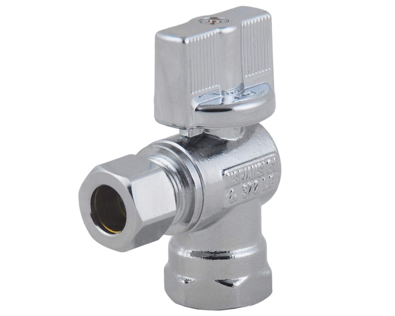 LD Valve- 1/4 Turn Angle Stop Valve 3/8-in FIP Iron Pipe x 3/8-in OD Compression,Quarter Turn LF Chrome Plated Brass Water Shut Off Angle Valve for Faucet or Toilet Installation(2-Pack)