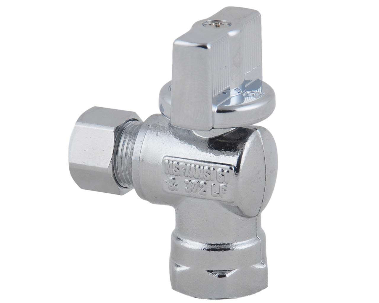 LD Valve- 1/4 Turn Angle Stop Valve 3/8-in FIP Iron Pipe x 3/8-in OD Compression,Quarter Turn LF Chrome Plated Brass Water Shut Off Angle Valve for Faucet or Toilet Installation(2-Pack)