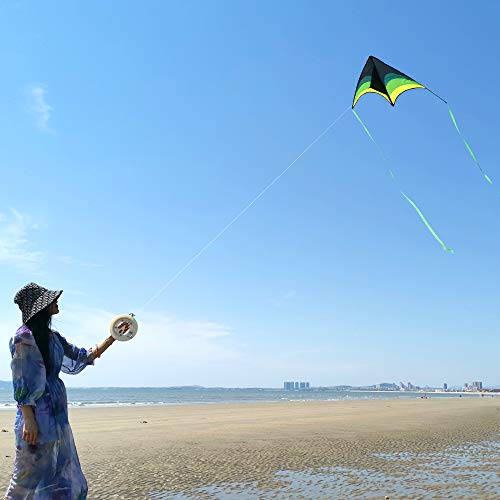 Mint's Colorful Life Delta Kite for Kids & Adults, Extremely Easy to Fly Kites with 2 Ribbons and 300ft String, Best for Beginner