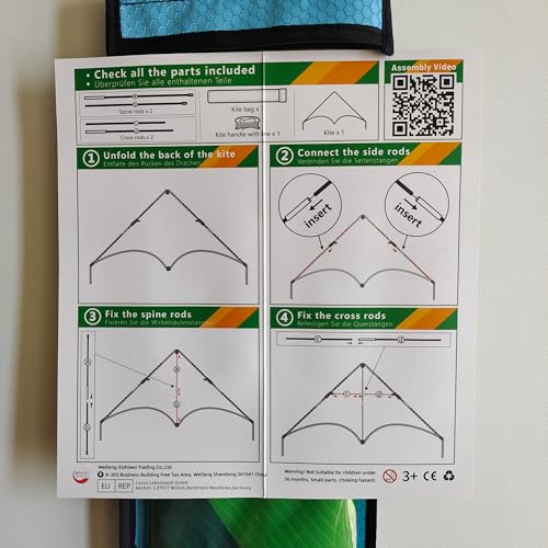 Mint's Colorful Life Delta Kite for Kids & Adults, Extremely Easy to Fly Kites with 2 Ribbons and 300ft String, Best for Beginner