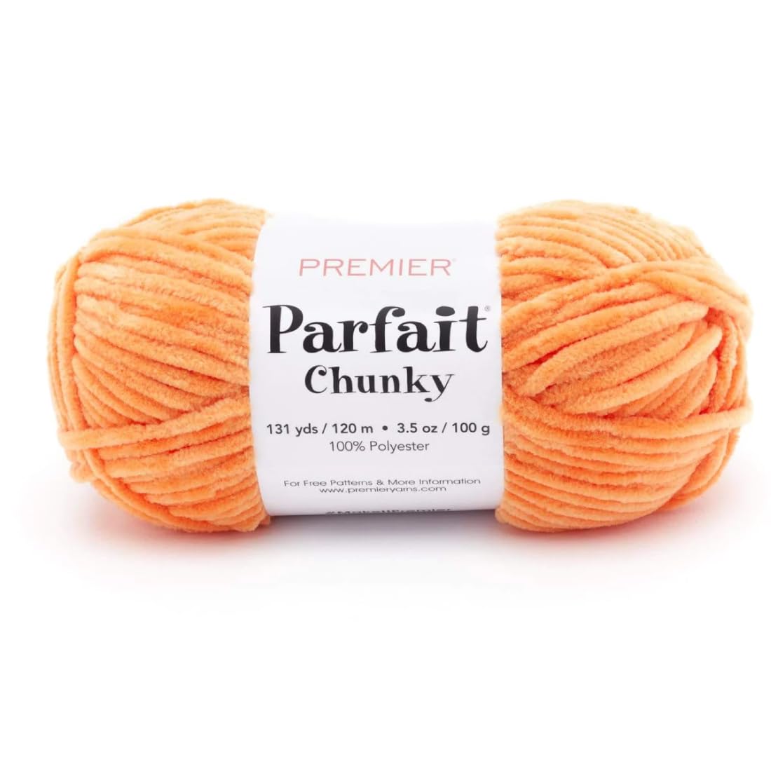 Premier Parfait Chunky Yarn, Super Bulky Yarn, Ideal Yarn for Knitting and Crocheting, Chenille Yarn, Tangerine, 3.5 oz, 131 Yards