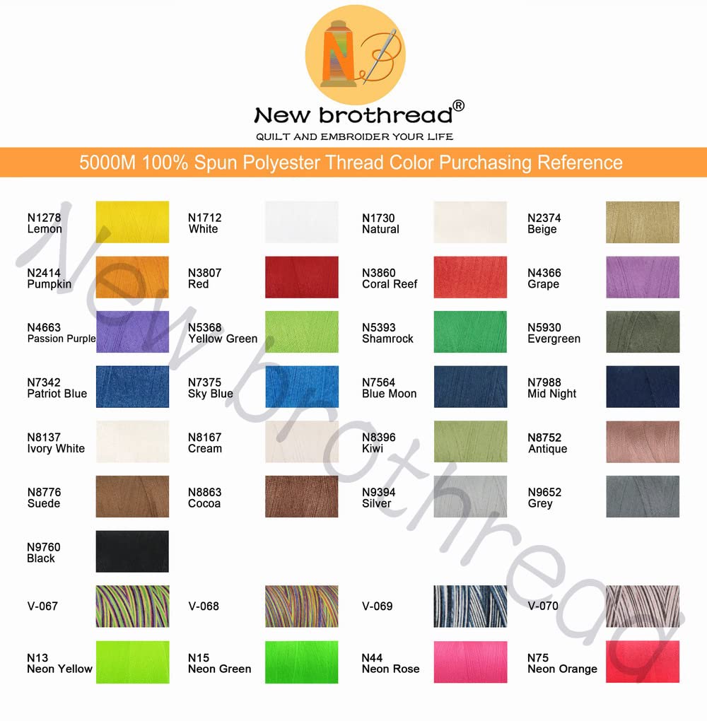 New brothread - 30 Options - 4 Large Cones of 5500Y (5000M) Each All Purpose Spun Polyester Thread 40S/2 (Tex27) for Serger, Overlock, Quilting, Piecing and Sewing - White