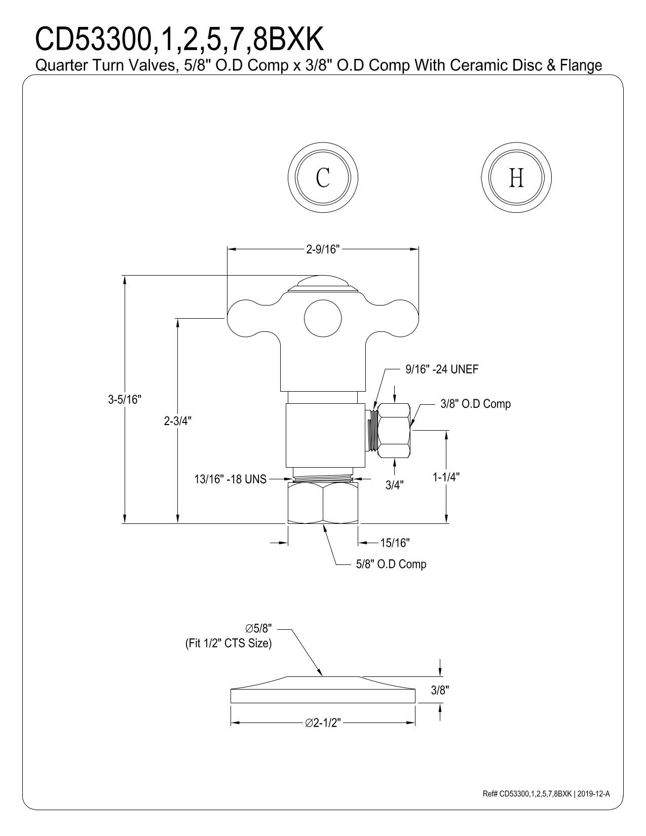Kingston Brass CD53308BXK Angle Stop Valve, Brushed Nickel