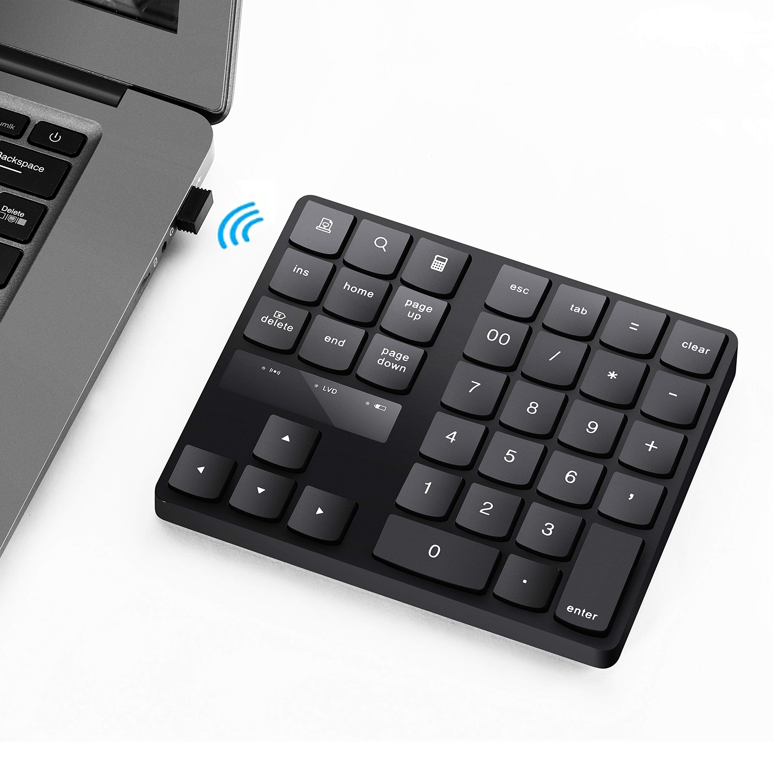 Attoe Numeric Keypad, 35-Keys Portable USB Wireless Numeric Keypad Rechargeable Ultra-Silent External Numeric Pad for MacBook and Windows Laptop