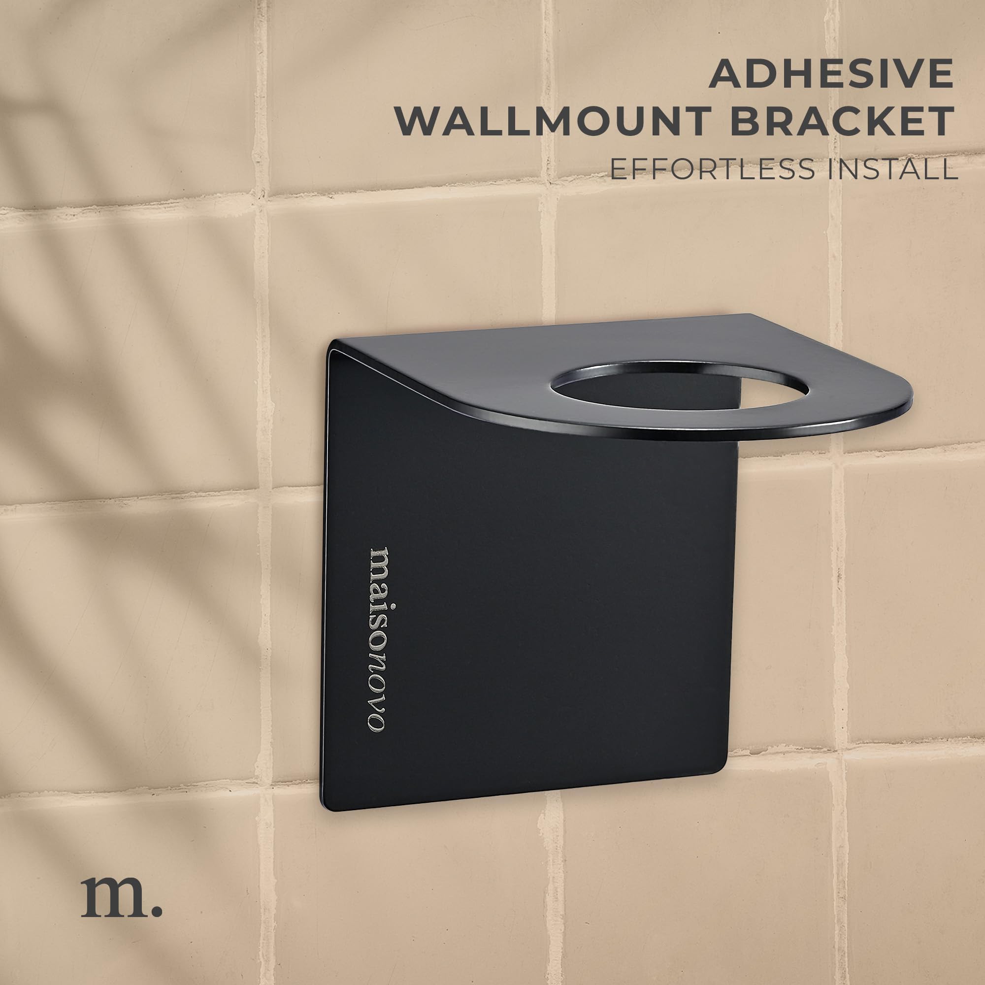 MaisoNovo Shampoo and Conditioner Dispenser - Shower Soap Dispenser Wall Mounted - 16.9 fl oz Set of 3 Amber Plastic Bottles Black Pump - 3 Chamber No Drill