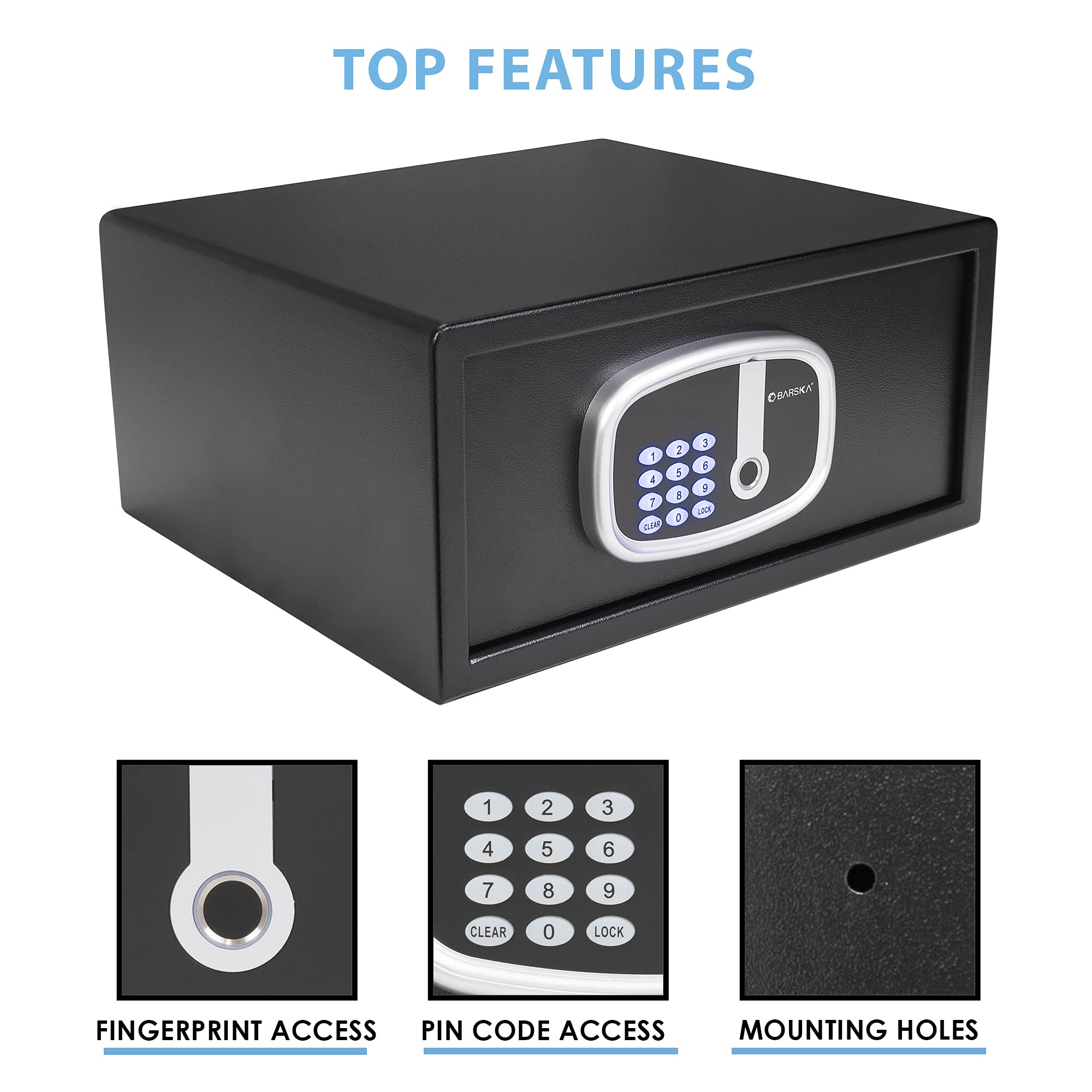 BARSKA AX13632 Digital Keypad Biometric Fingerprint Security Safe 0.85 Cubic Ft
