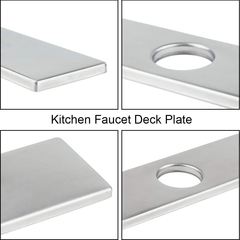 COOLWEST Square Deck Plate 10 Inch Hole Cover Escutcheon for Single Hole Kitchen Faucet, Rectangle Stainless Steel Rectangular 3-hole Cover Faucet Plates