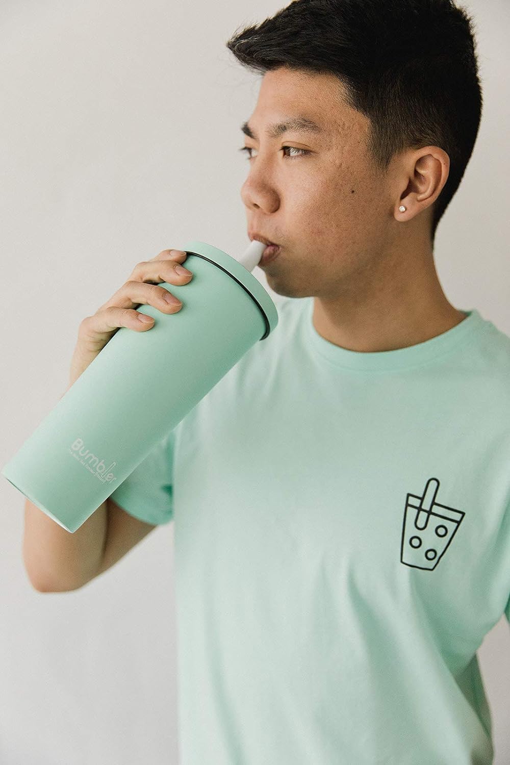 Stainless Steel Bubble Tea Cup - Bumbler 24oz Large Reusable Eco-Friendly Tumbler with Wide Soft Tip Metal Straw, Leak-Proof Lid - for Boba, Smoothies, Iced Coffee, Hot or Cold Drinks - Lavender