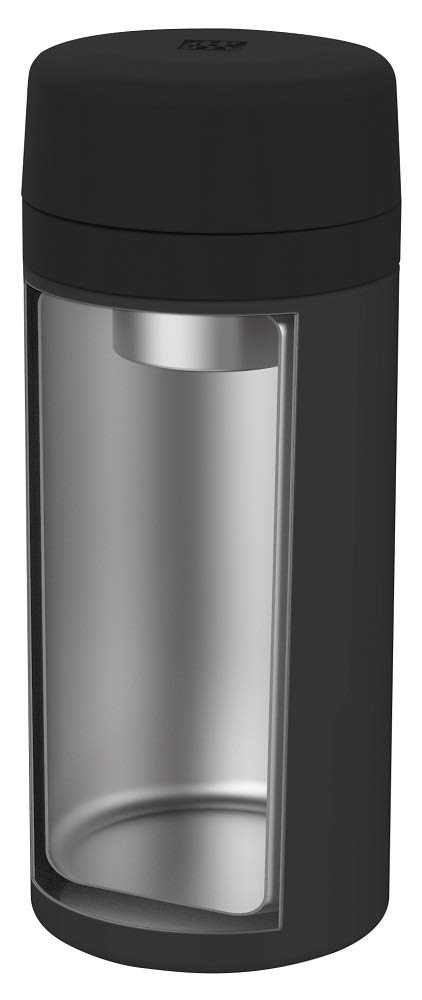 Zwilling Thermo Thermos Flask, Integrated Filter Insert, Vacuum Flask for Tea & Infused Water, Double Wall Insulation, 420 ml, Height: 17,2 cm, Black